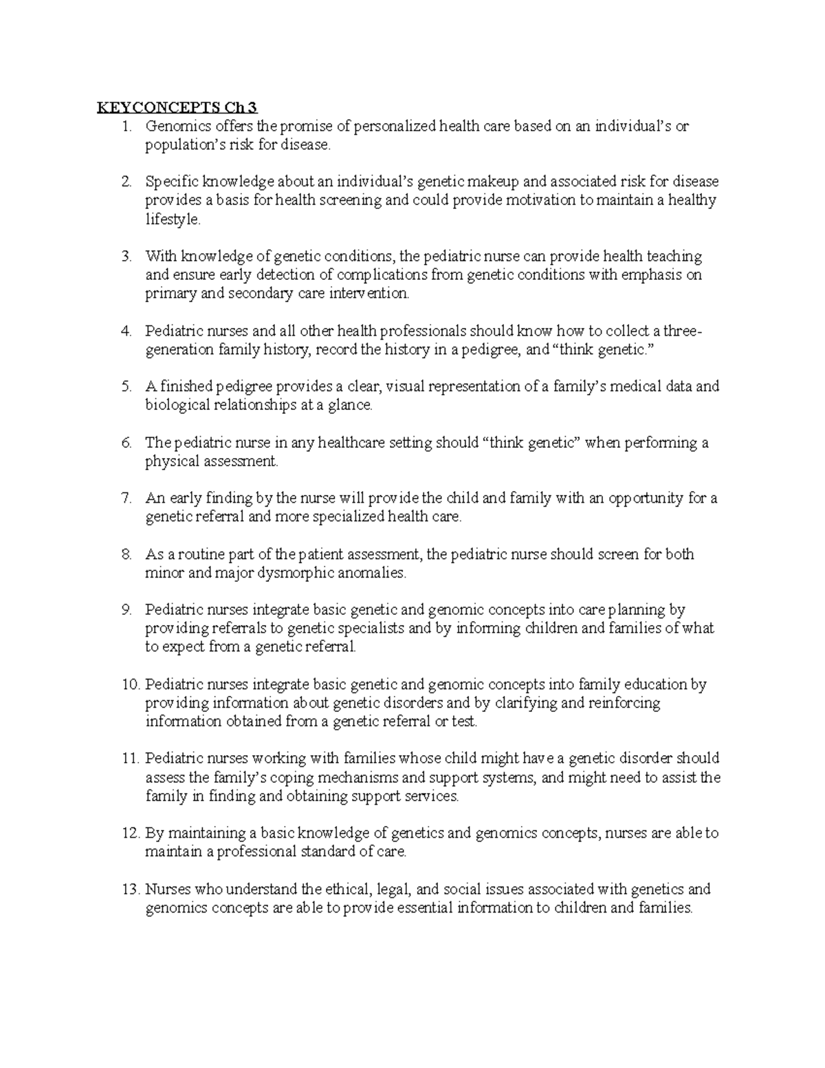 3 22 24 Key - chapter 3, 22,23 notes - KEYCONCEPTS Ch 3 1. Genomics ...