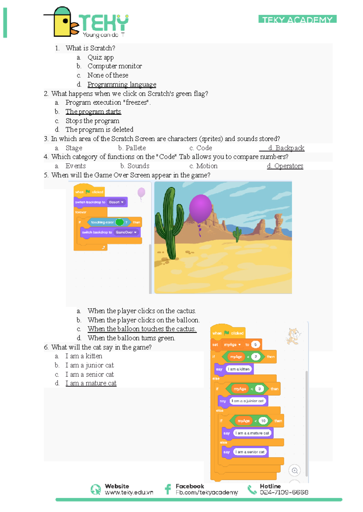 1. Programming with Scratch - 1. What is Scratch? a. Quiz app b ...