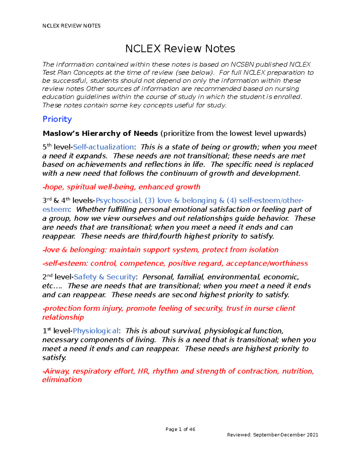 Nclex Review Notes MORA - NUR 283 - Studocu