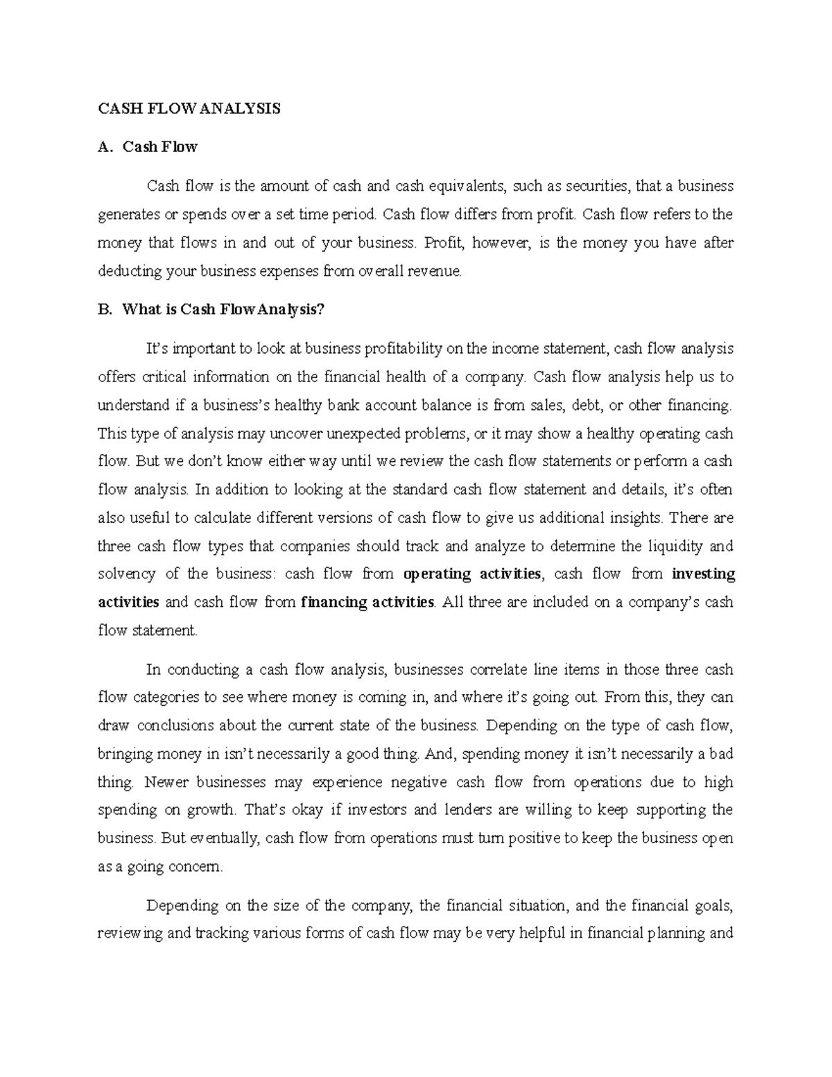 Cash-Flow-Analysis - Lecture Notes in Financial Management 1 about the ...