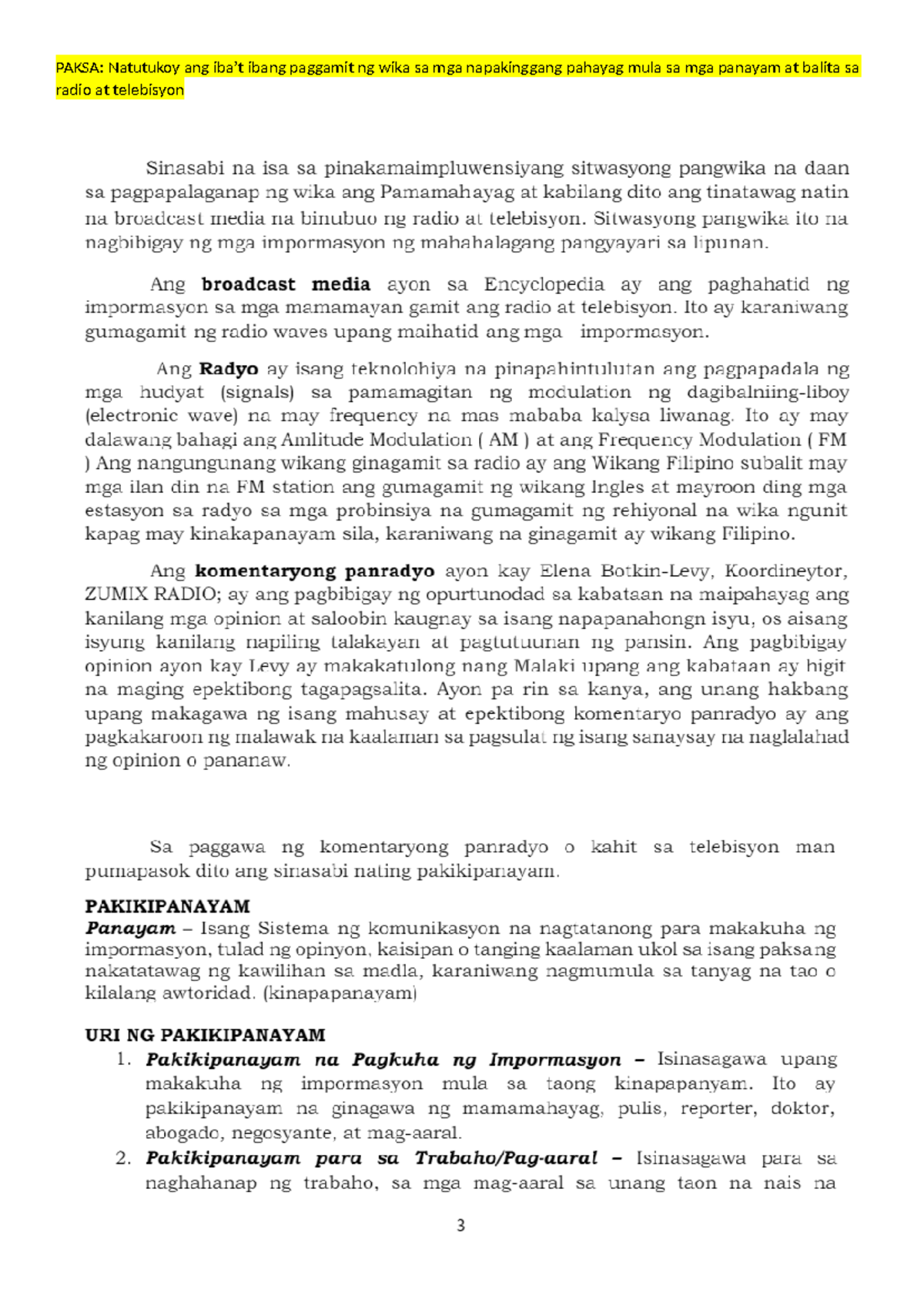 Paksa 1 ng kompan - Komunikasyon at Pananaliksik - PAKSA: Natutukoy ang ...