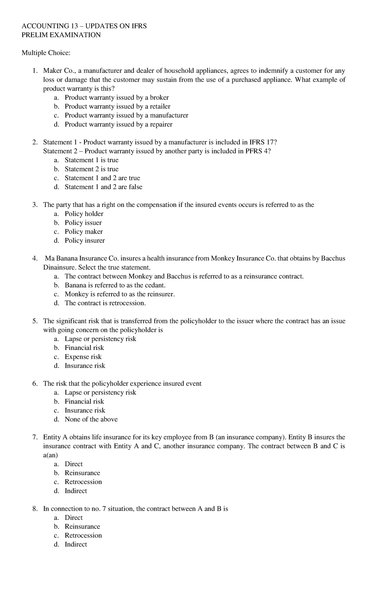 Accounting 13 Prelim EXAM 032008 - ACCOUNTING 13 – UPDATES ON IFRS ...
