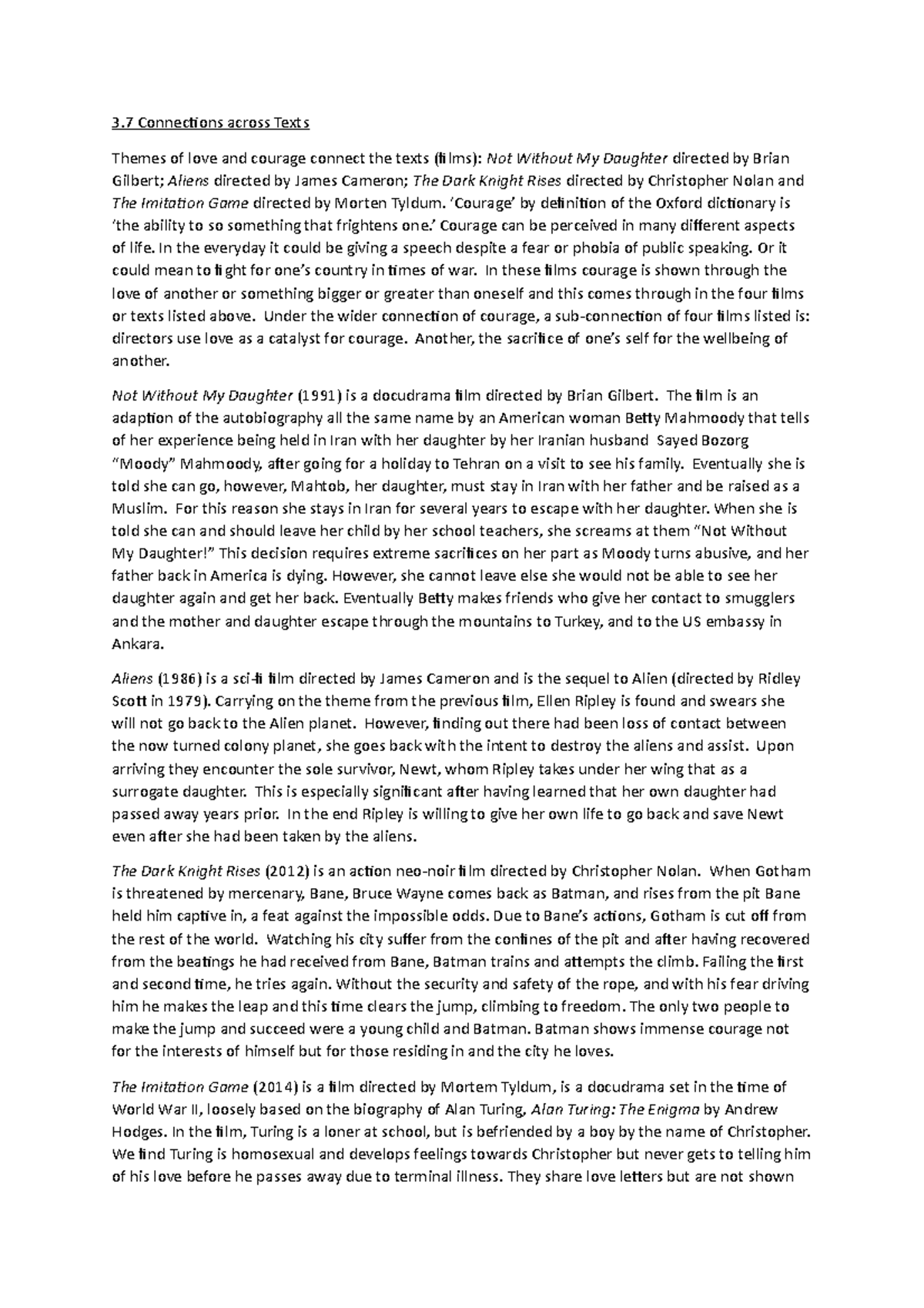 Connections Across Texts - 3 Connections across Texts Themes of love ...