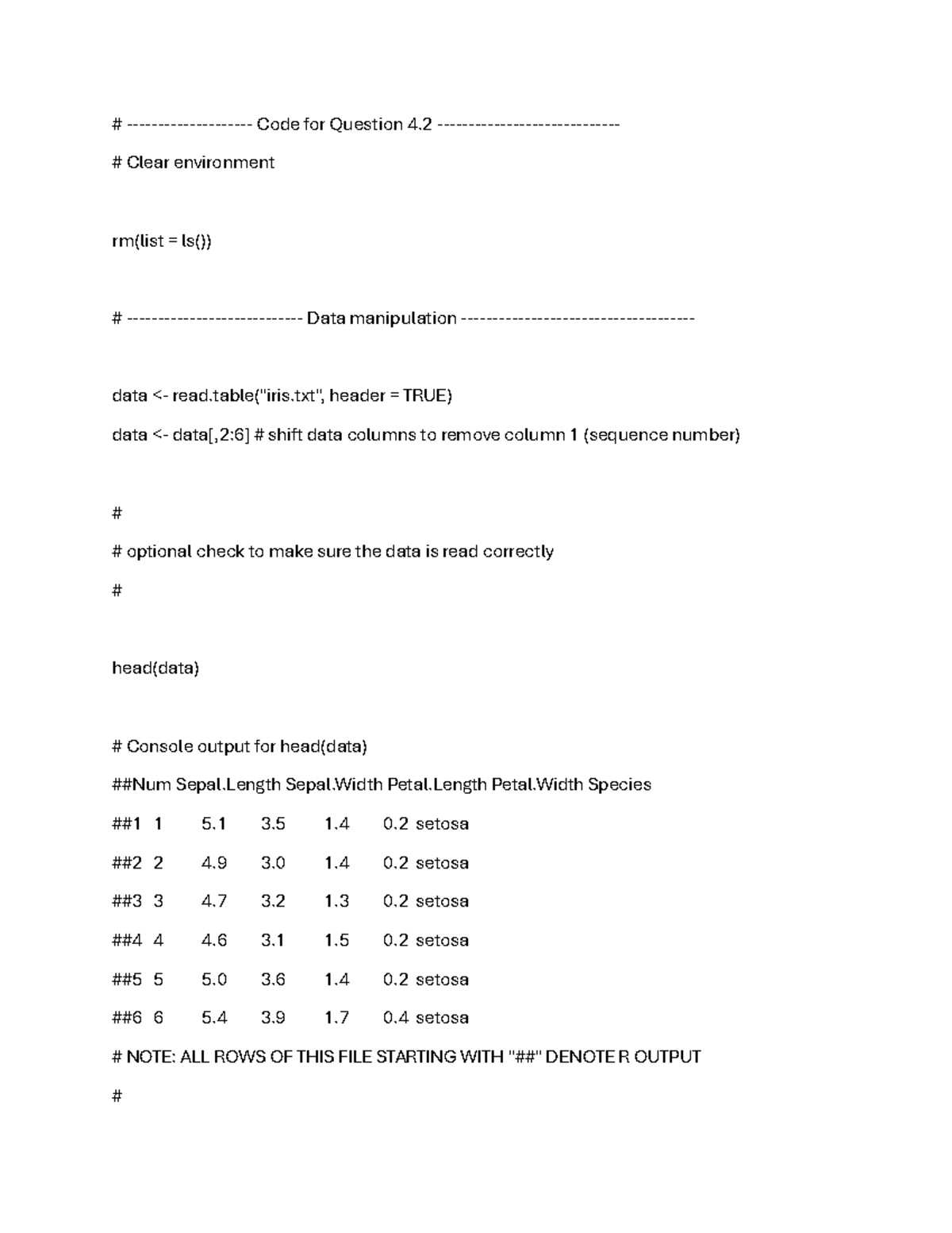 Homework 4 R Script Code For Question 4 Clear Environment Rmlist Ls Data