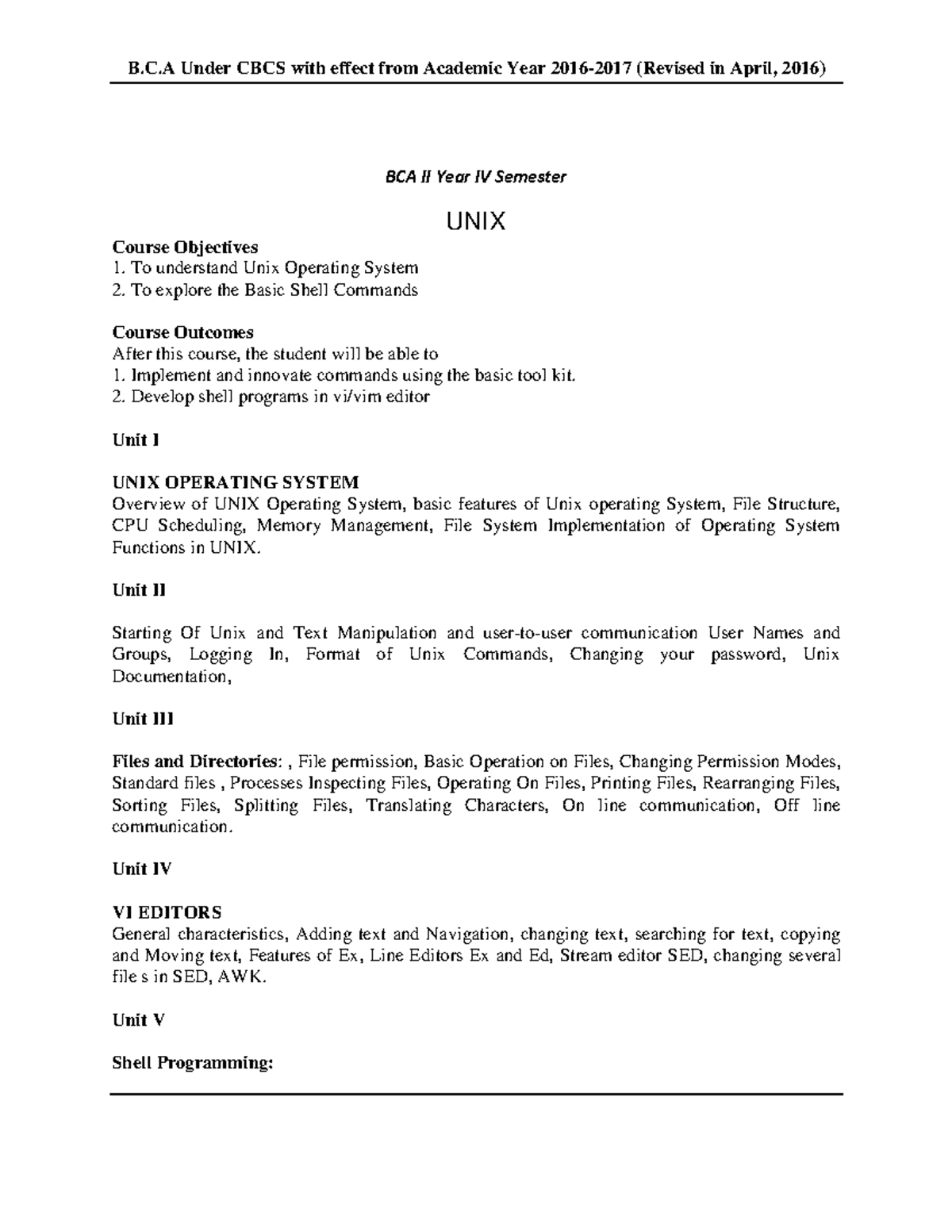 3384VS Univ B.C.A 4th Sem All Subjects 2017 Syllabus - BCA II Year IV ...