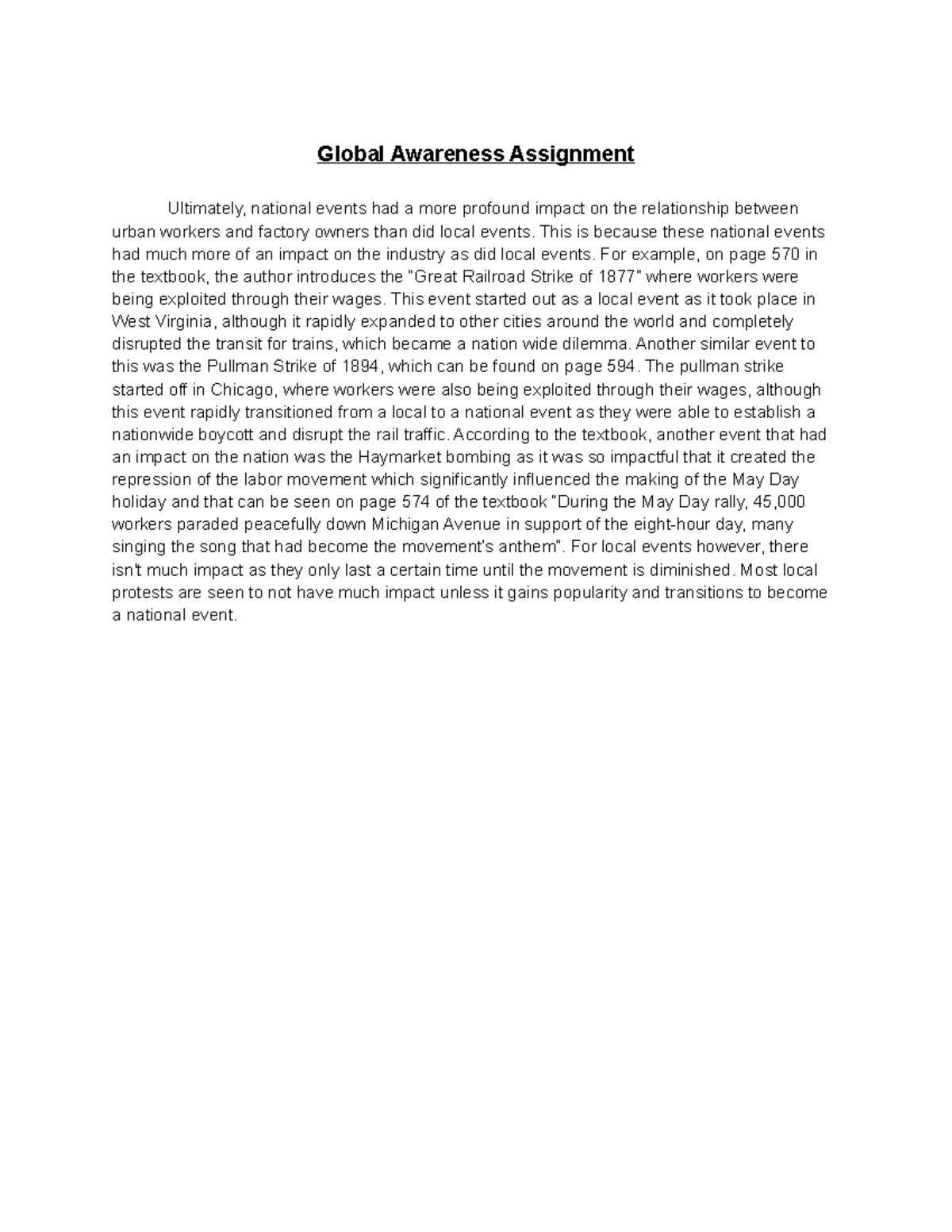Global Awareness Assessment - Global Awareness Assignment Ultimately ...