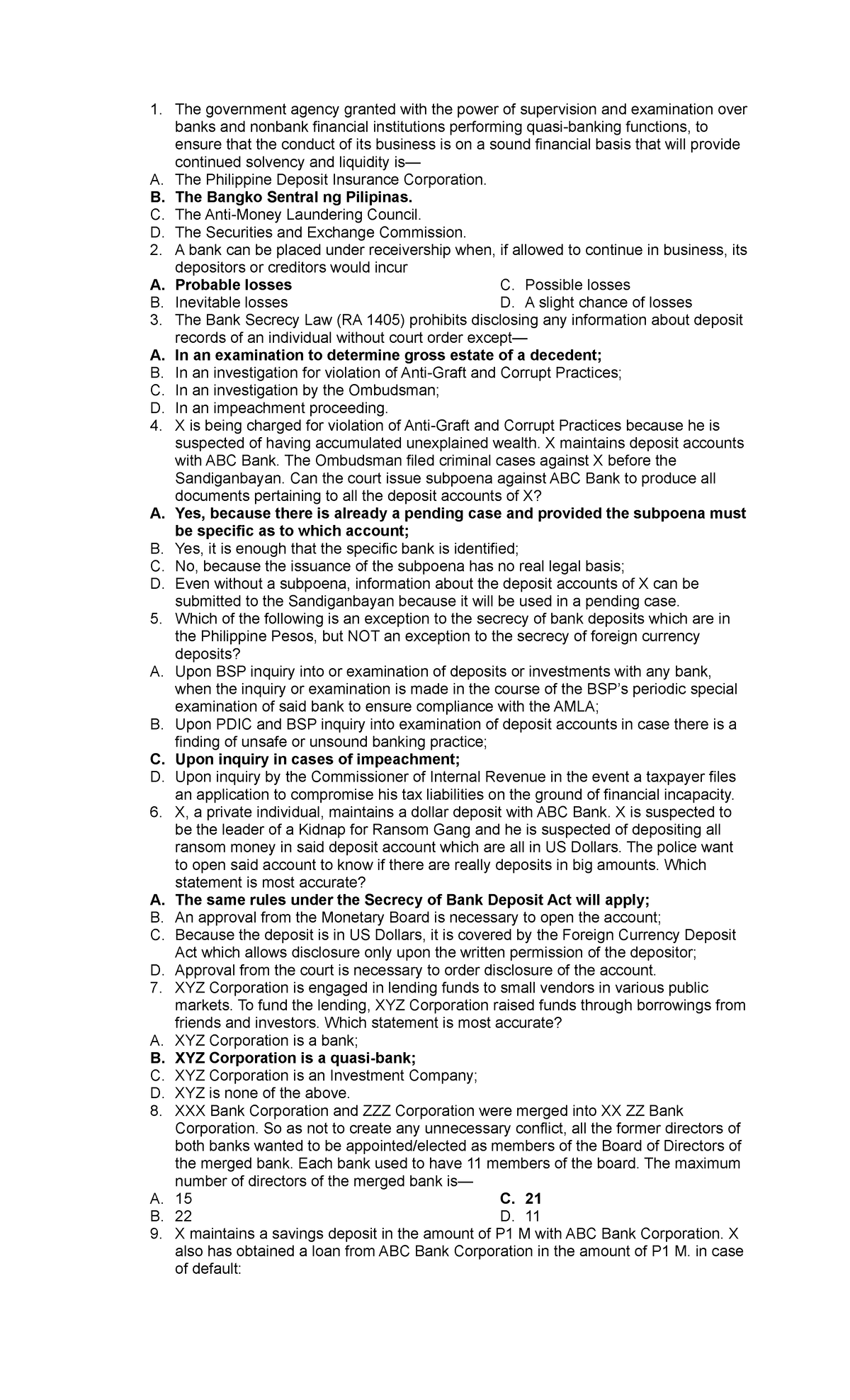 RFBT Drill 3 (Special Laws) - The government agency granted with the ...