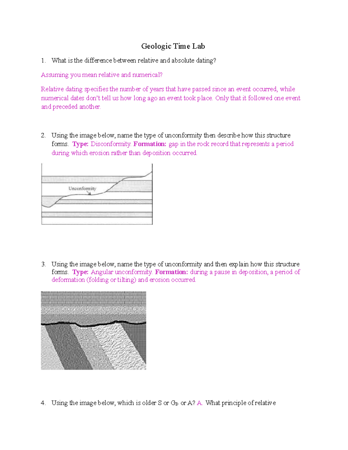 Geo Time Lab Report - idk - Geologic Time Lab 1. What is the difference ...