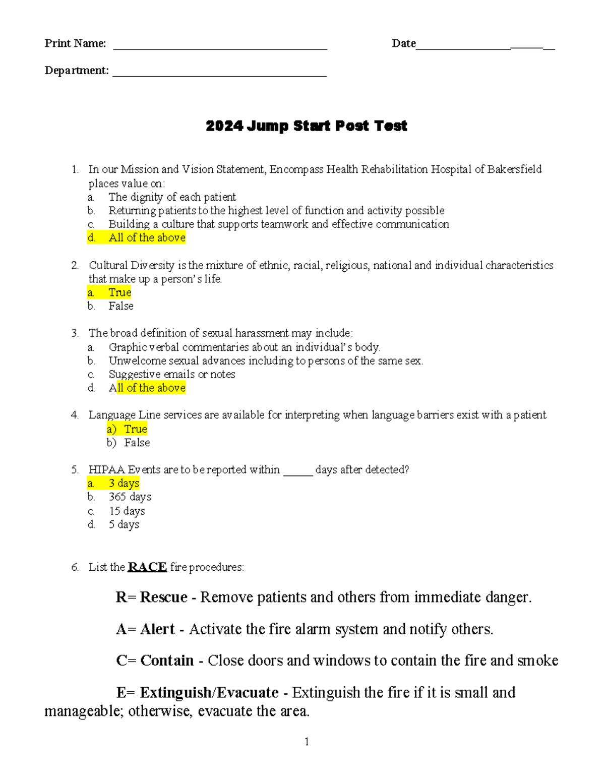 2024 Jump Start Post Test - Print Name ...