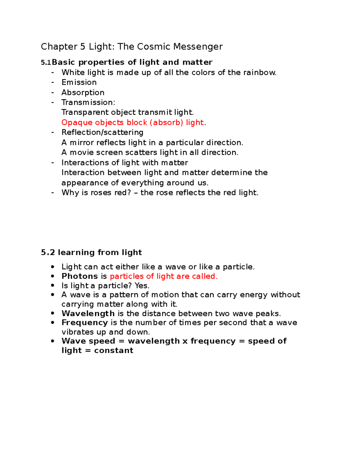 Chapter 5 Light - n/a - Chapter 5 Light: The Cosmic Messenger 5 ...