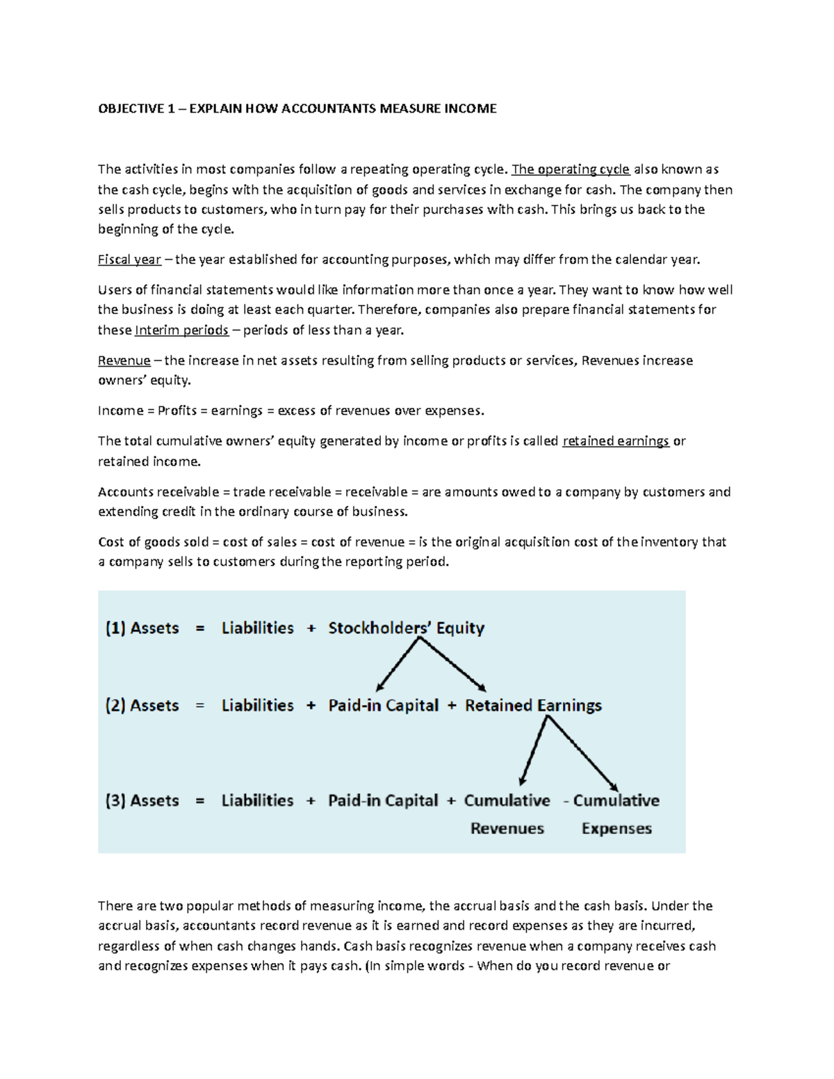 financial accounting - OBJECTIVE 1 – EXPLAIN HOW ACCOUNTANTS MEASURE ...