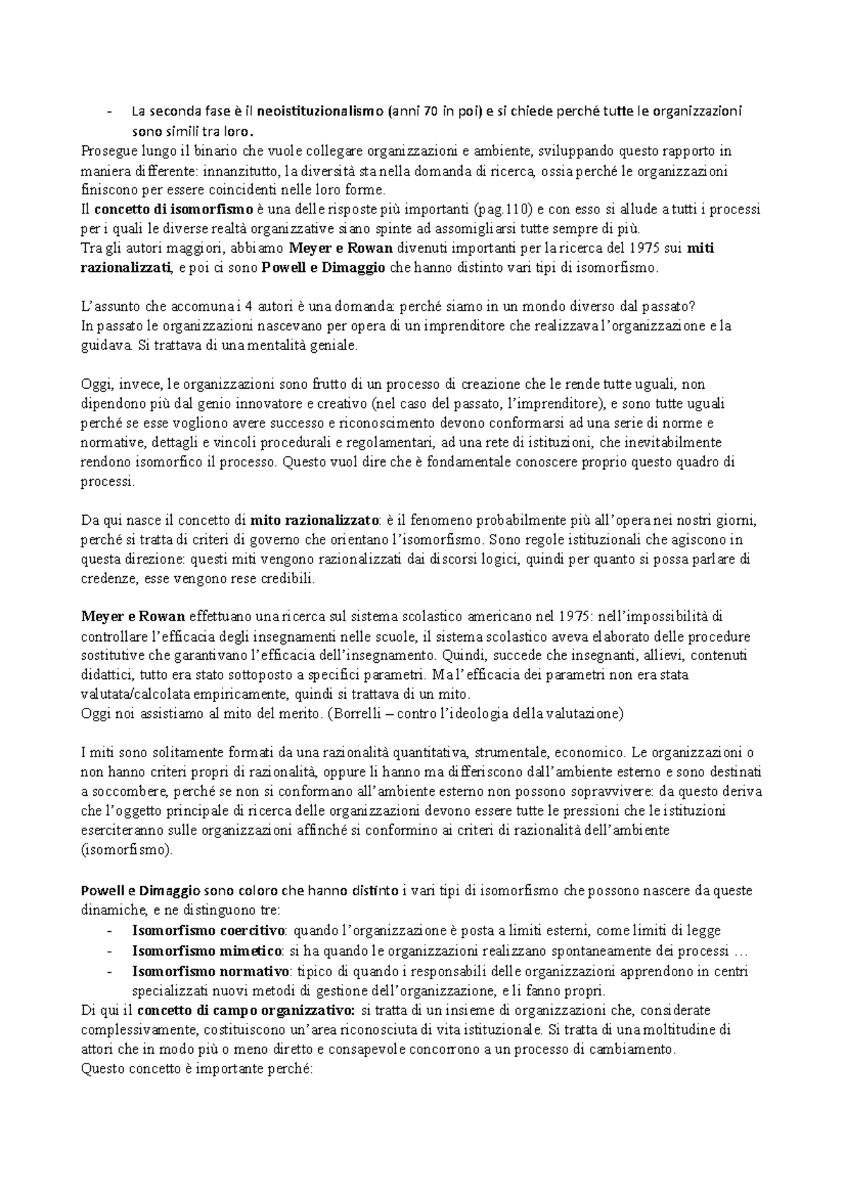 Neoistituzionalismo - Meyer e Rowan - Powell e Dimaggio - La seconda ...