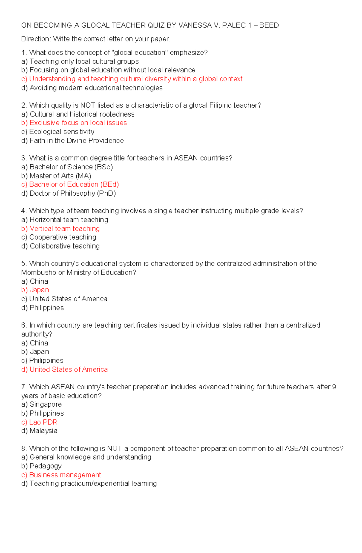On Becoming A Glocal Teacher Quiz Palec 1 - ON BECOMING A GLOCAL ...