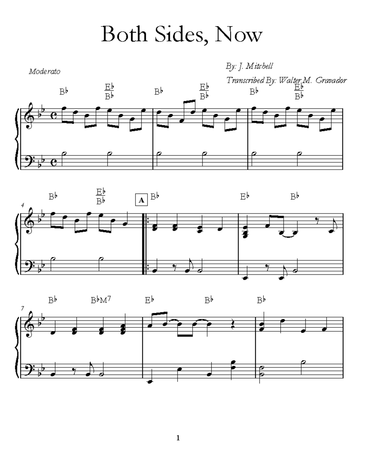 Both Sides Now-Piano Sheets Key of Bb - % > ³ ³ ³ ³ ³ ³ T T T T T T T T ...