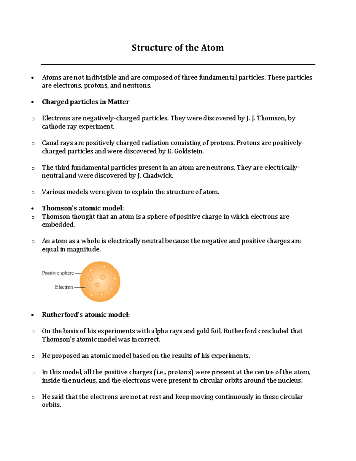 STRUCTURE OF THE ATOM - Structure of the Atom Atoms are not indivisible ...