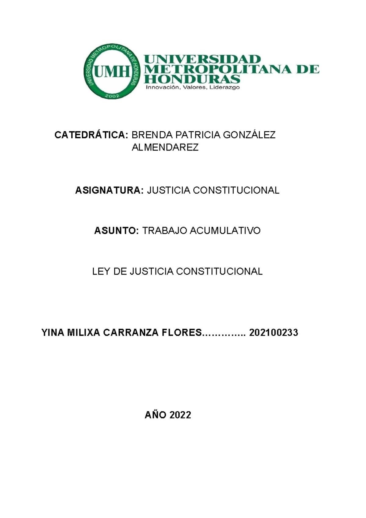 Justicia Constitucional - CATEDRÁTICA: BRENDA PATRICIA GONZÁLEZ ...