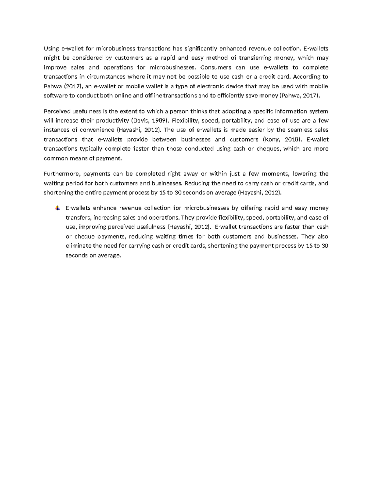 RRL- Summary - 12345678910 - Using e-wallet for microbusiness ...