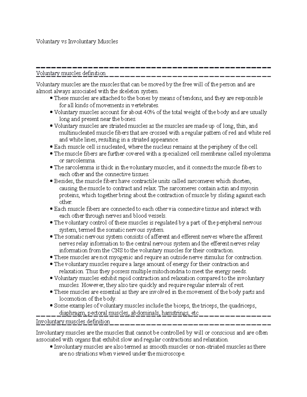 Voluntary vs Involuntary Muscles - Voluntary vs Involuntary Muscles ...