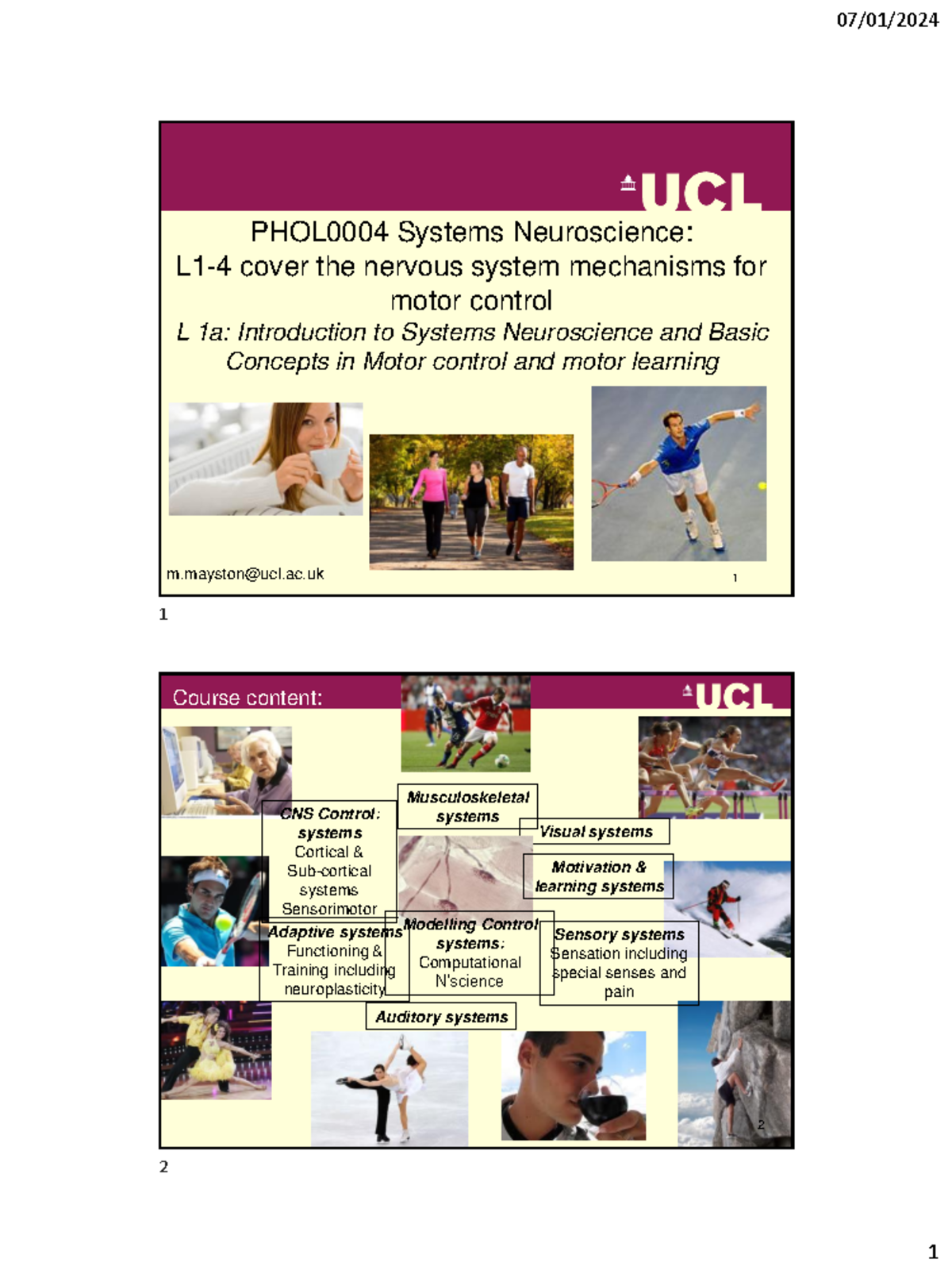 L1 Control of Movement 01: Motor Control & Motor learning Introduction ...