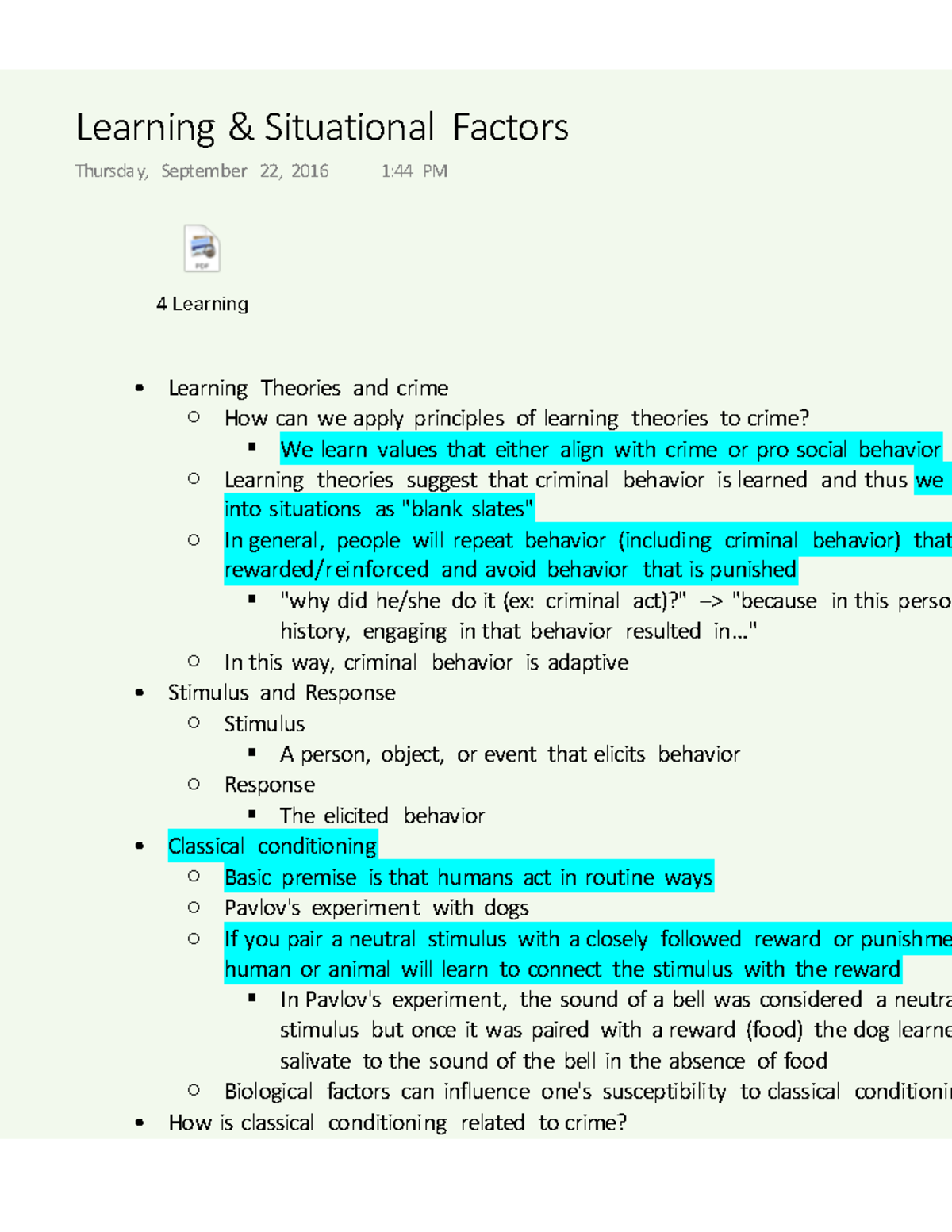 Learning & Situational Factors - § We learn values that either align ...