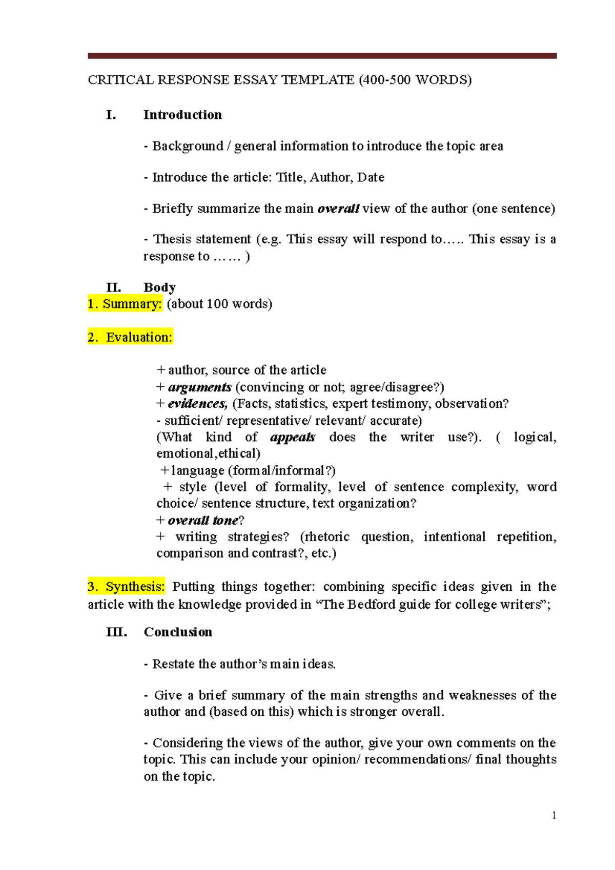 Critical Response Essay Template ENG 1101 Studocu critical-response-essay-template-eng-1101-studocu