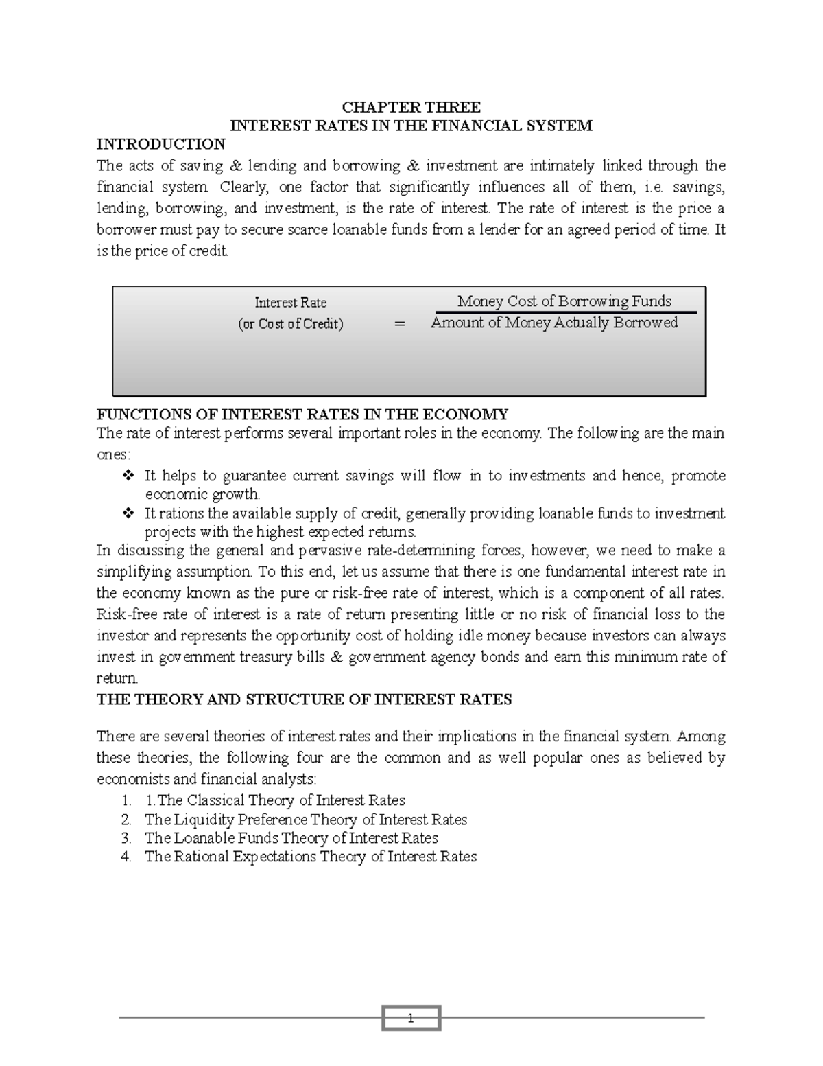 Ch 3 interest rate - CHAPTER THREE INTEREST RATES IN THE FINANCIAL ...