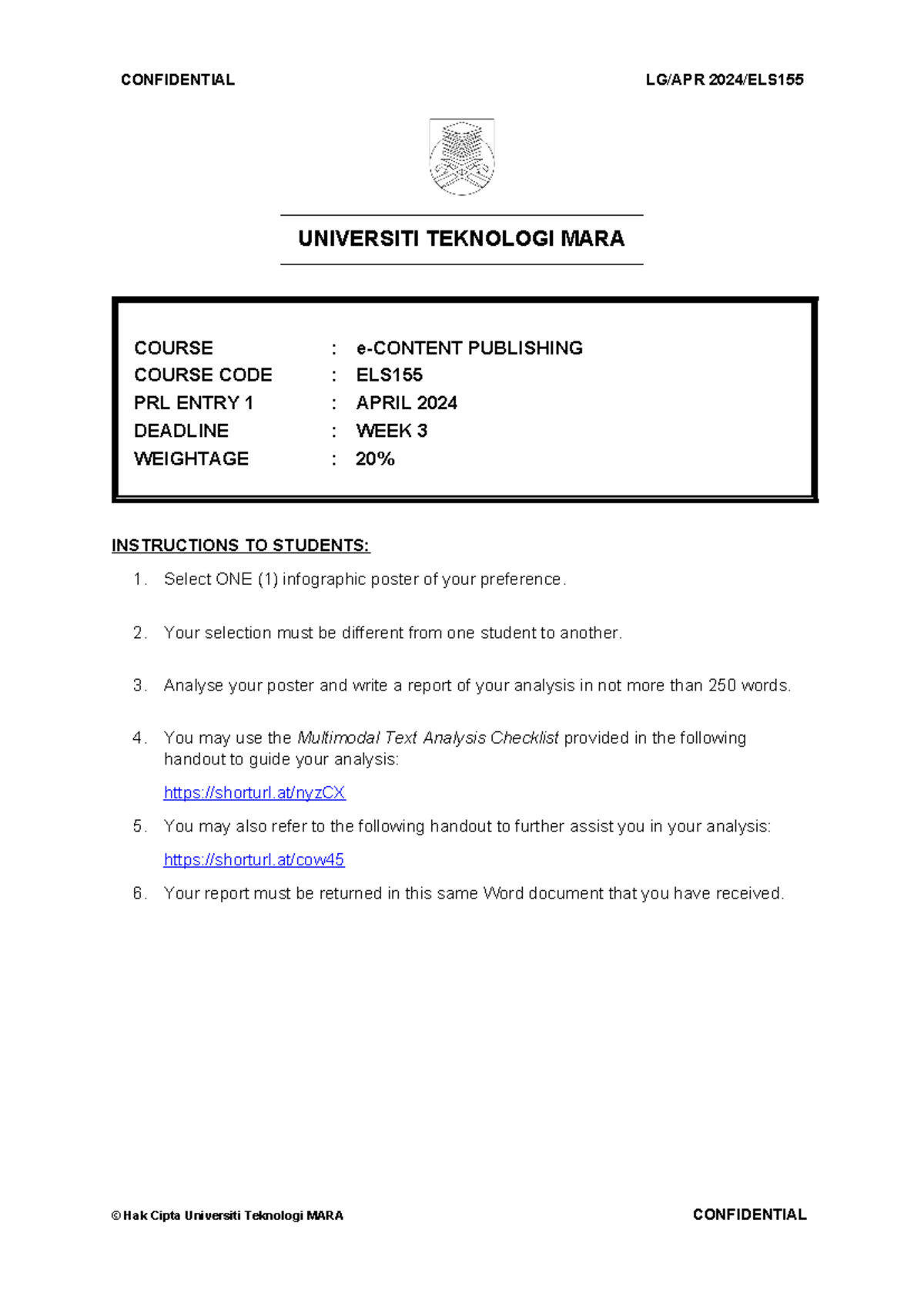 Assignment 1 - Infographic Review - UNIVERSITI TEKNOLOGI MARA COURSE ...