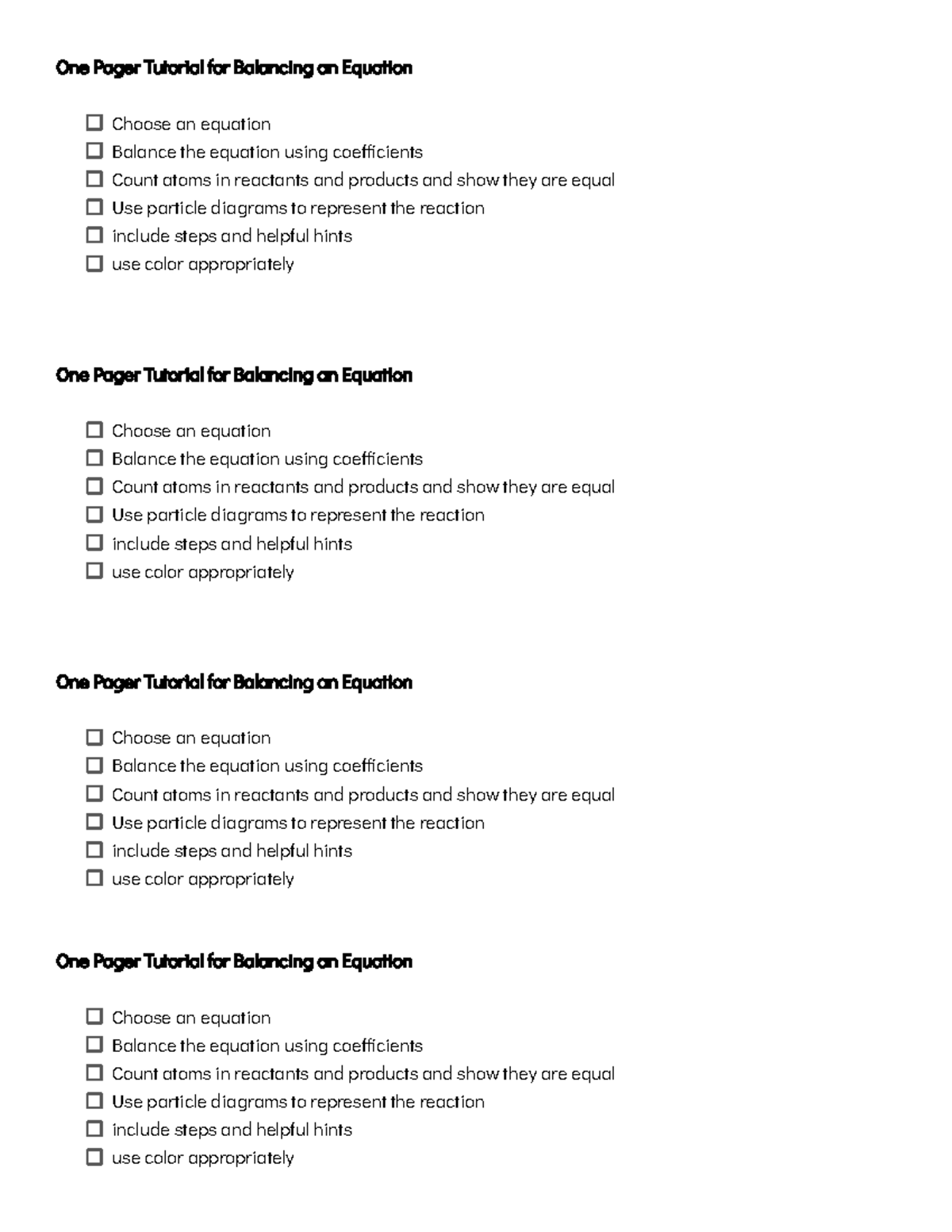 One Pager Tutorial for Balancing an Equation - Studocu