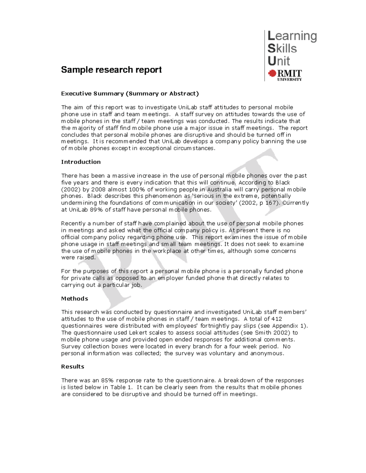 Appendix 20 - research - Sample research report - Studocu