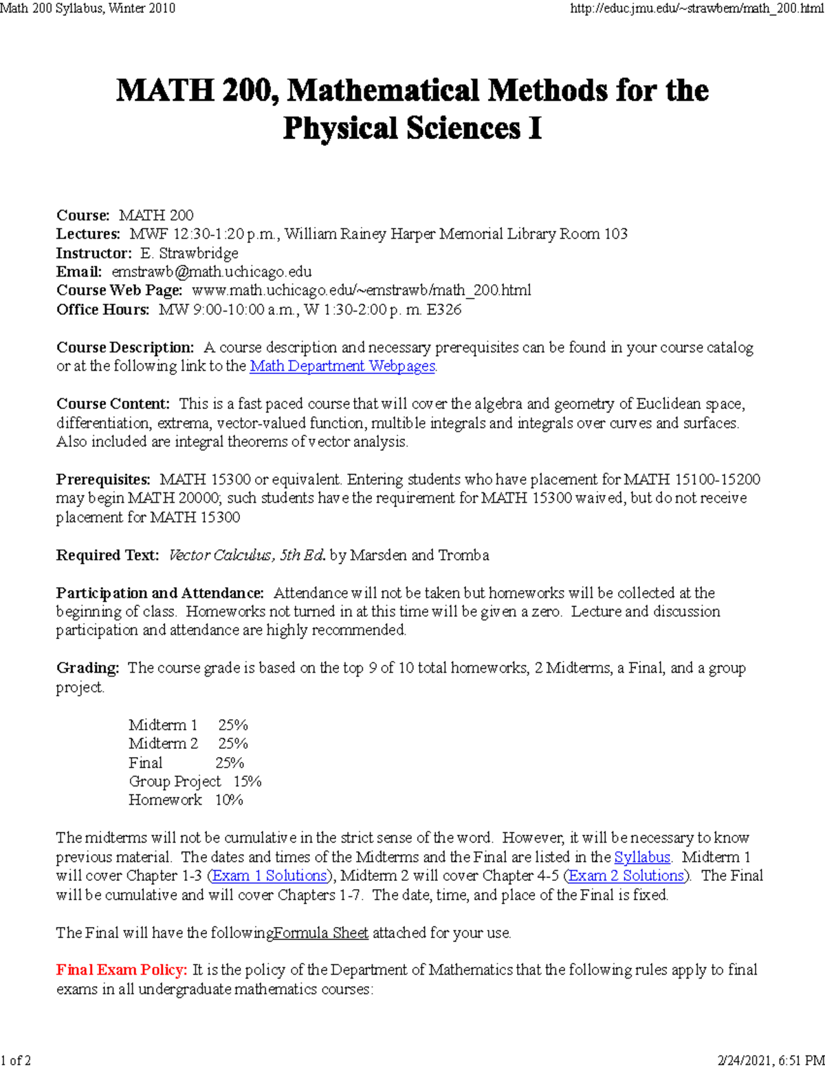 Math 200 Syllabus I, Winter 2010 - Course: MATH 200 Lectures: MWF 12:30 ...