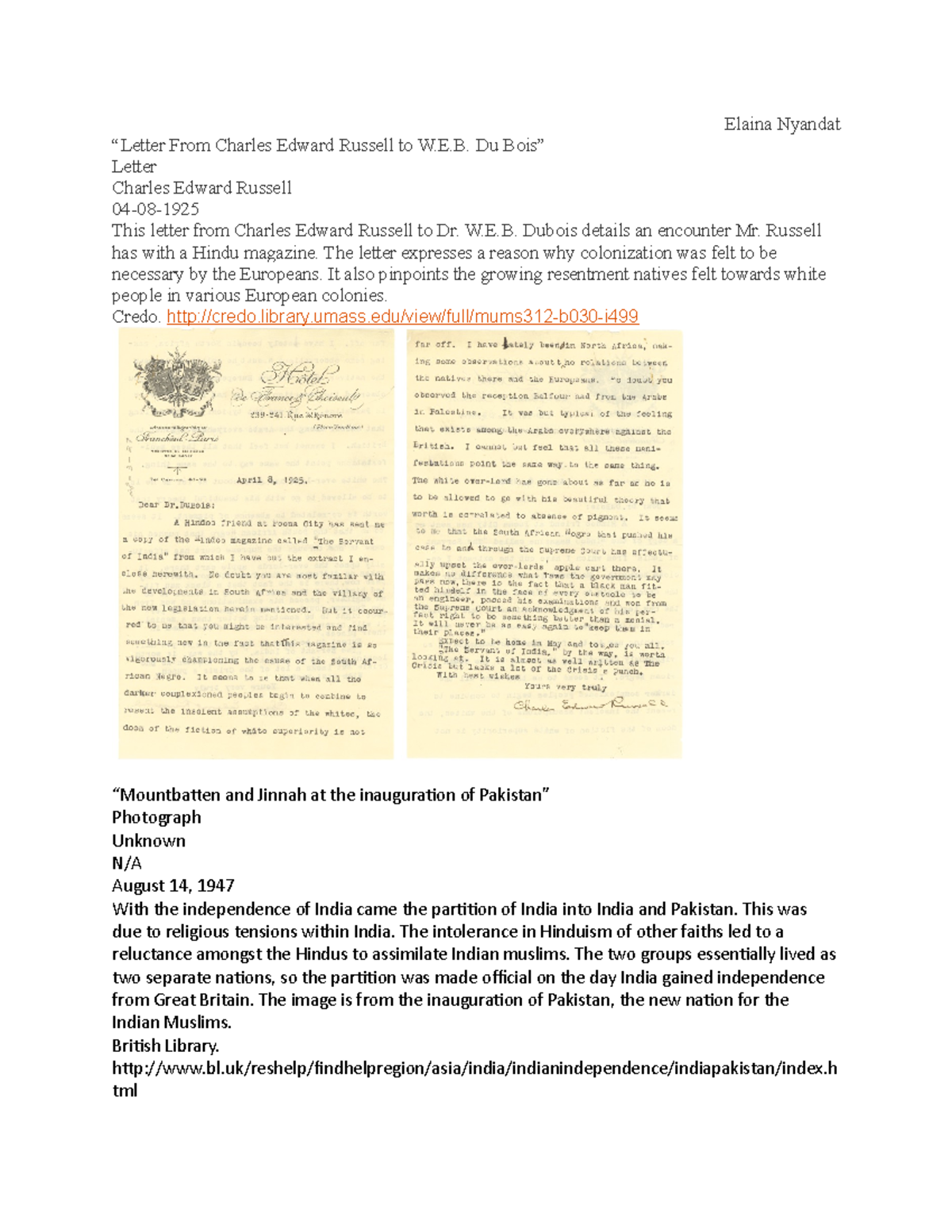 Primary Source Analysis - HIST1112 - Elaina Nyandat From Charles Edward ...