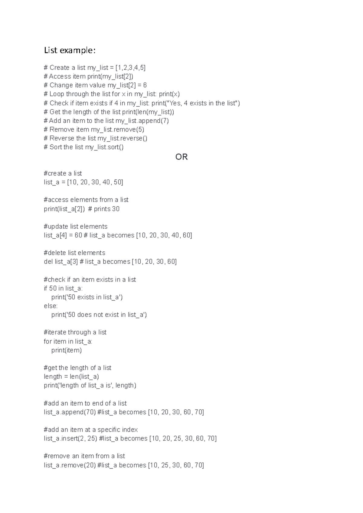 Python examples - b jkcas jc dsmcewcvew - List example: Create a list ...