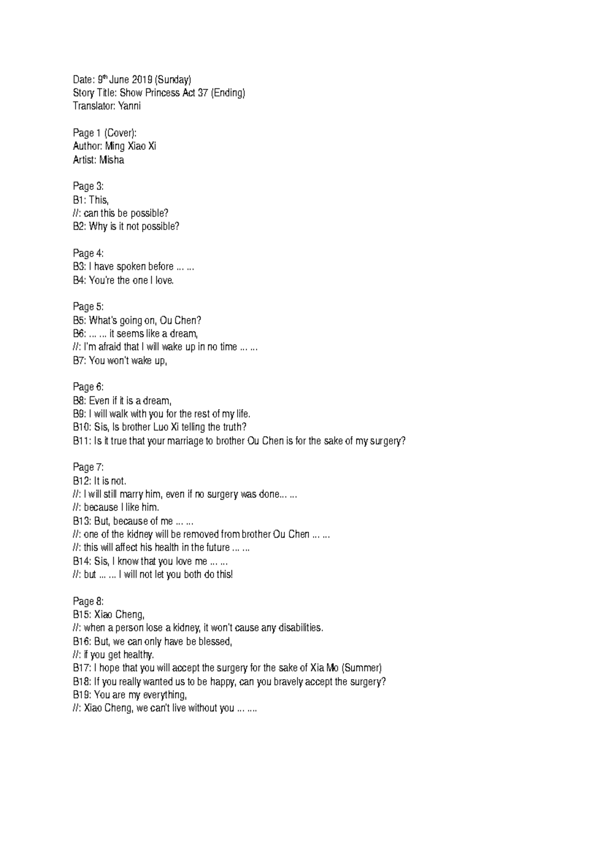 Show Princess Act 37 Ending - Date: 9th June 2019 (Sunday) Story Title ...