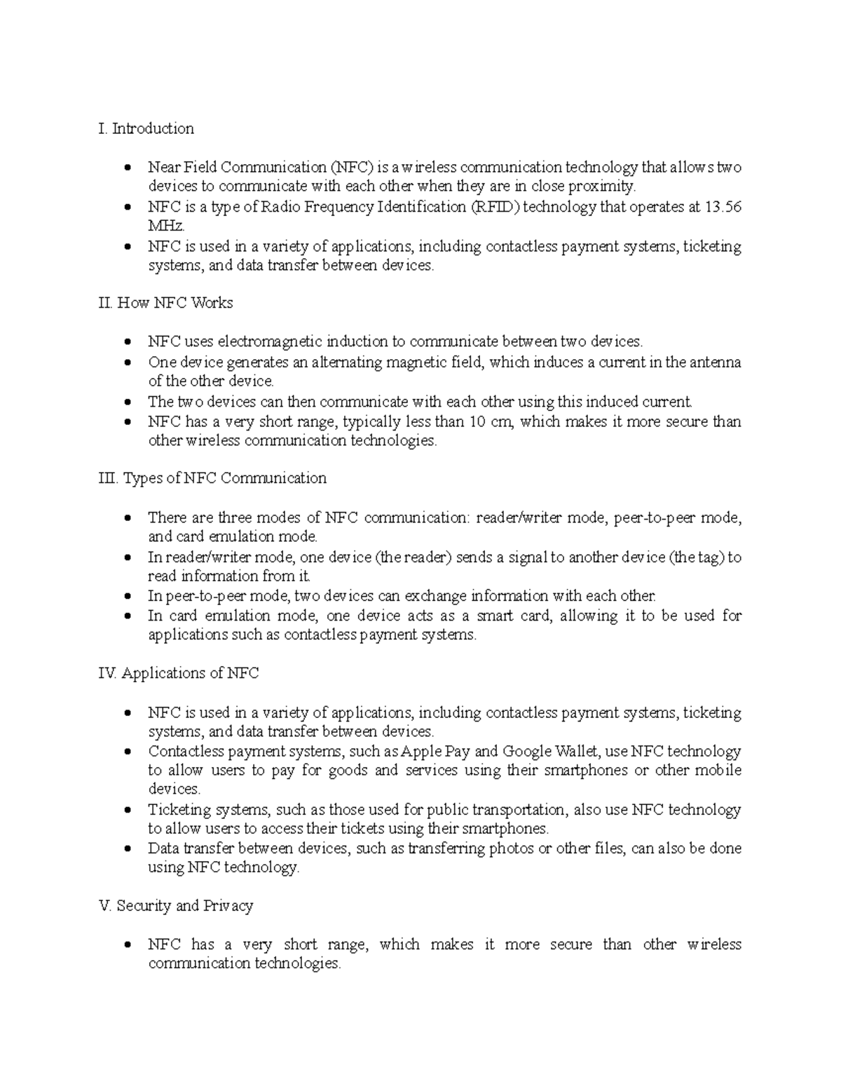 NFC - ganga - I. Introduction Near Field Communication (NFC) is a ...