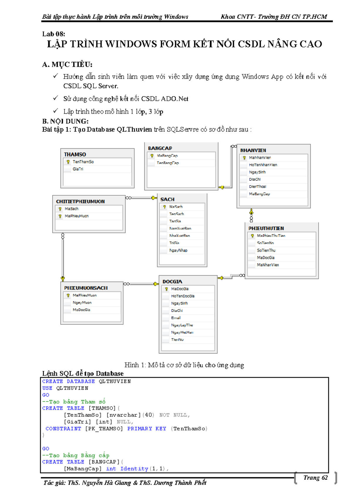Lab08 1544 - Lập trình C# - Trang 62 Lab 08: LẬP TRÌNH WINDOWS FORM KẾT NỐI CSDL NÂNG CAO A. MỤC ...
