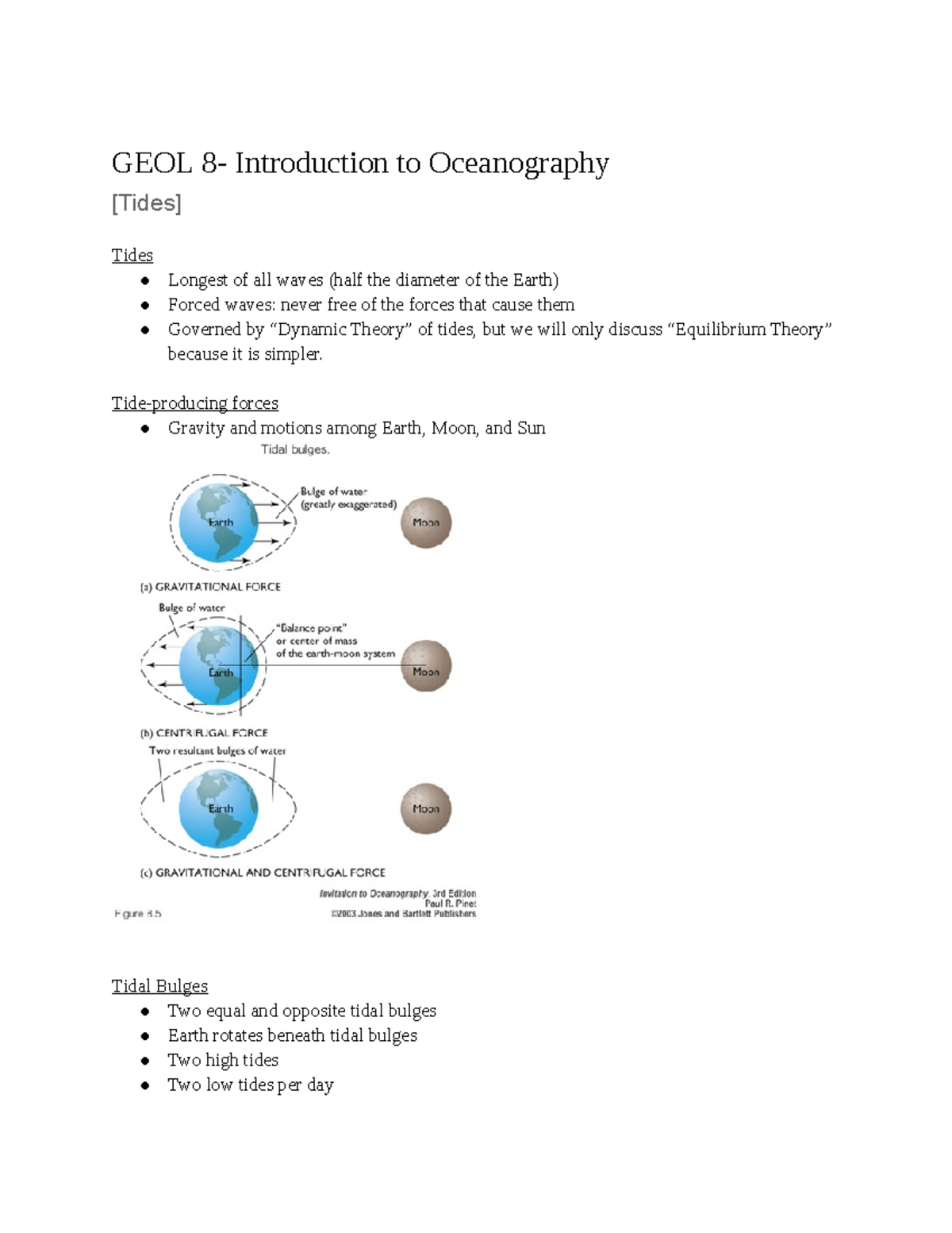 2020-Intro to Oceanography-Tides notes week12 - GEOL 8- Introduction to ...