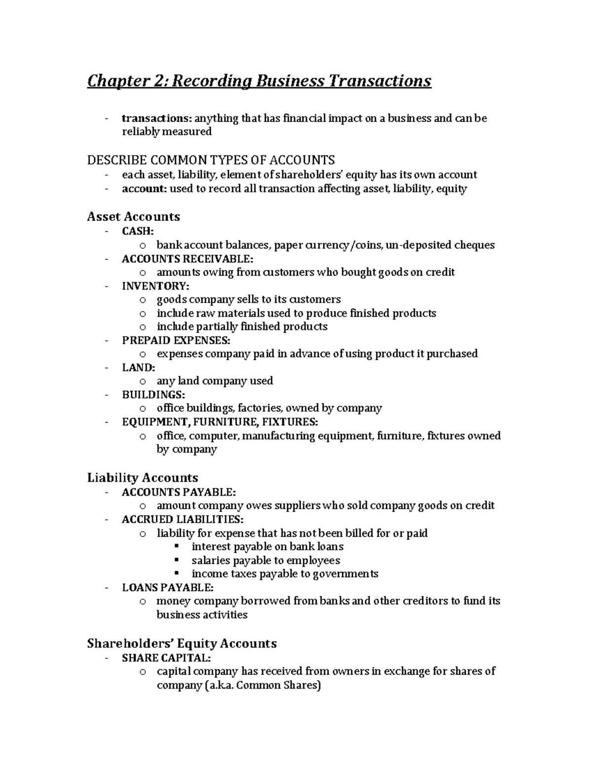 Chapter 2 Recording Business Transactions - Chapter 2: Recording ...