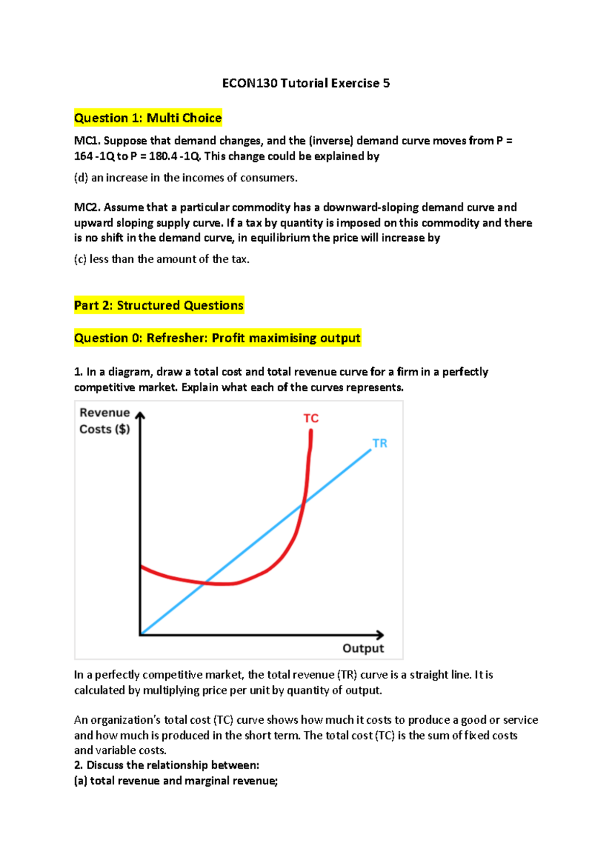 ECON130 Tutorial Exercise 5 (3/3) - ECON130 Tutorial Exercise 5 ...