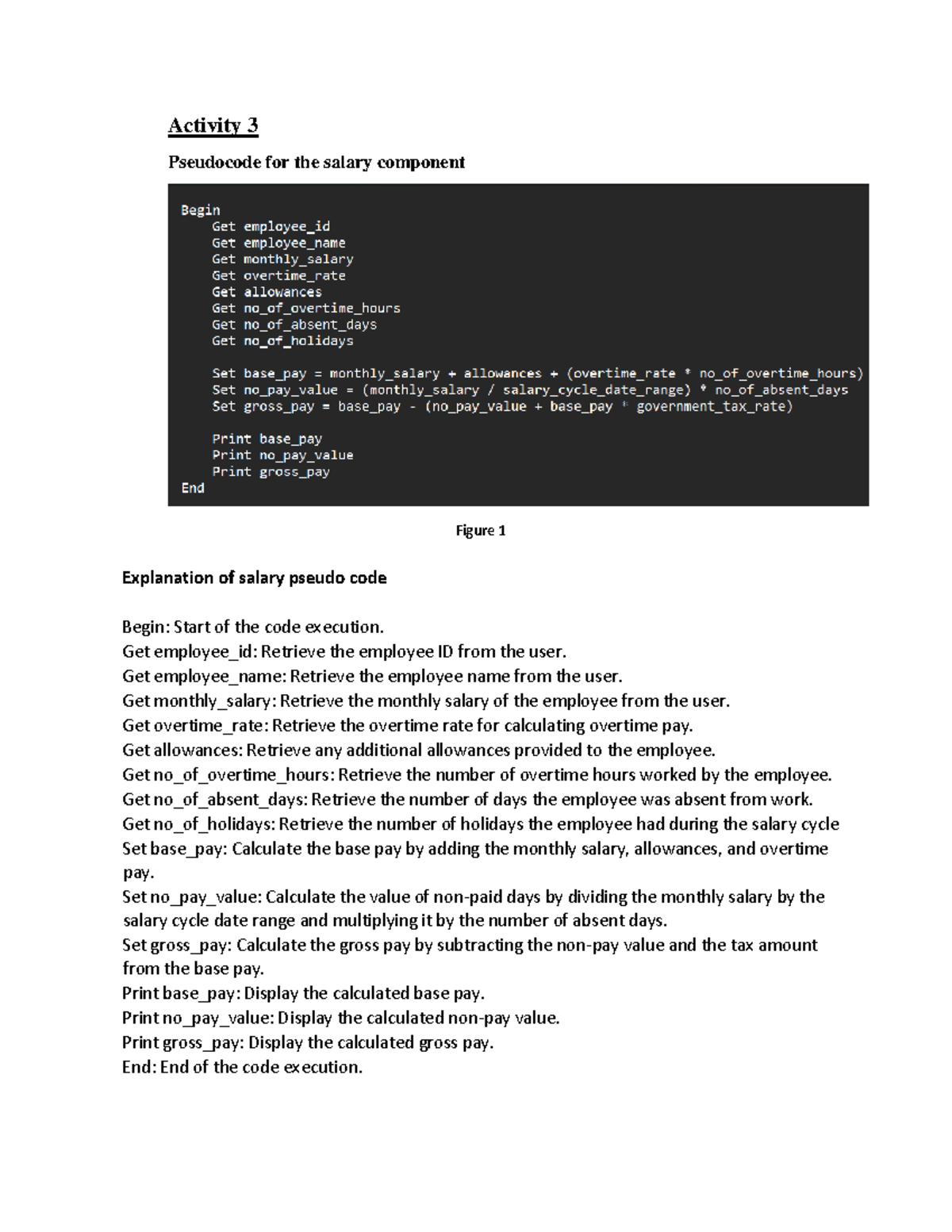 Activity 3, 4 - good hnd - Activity 3 Pseudocode for the salary ...