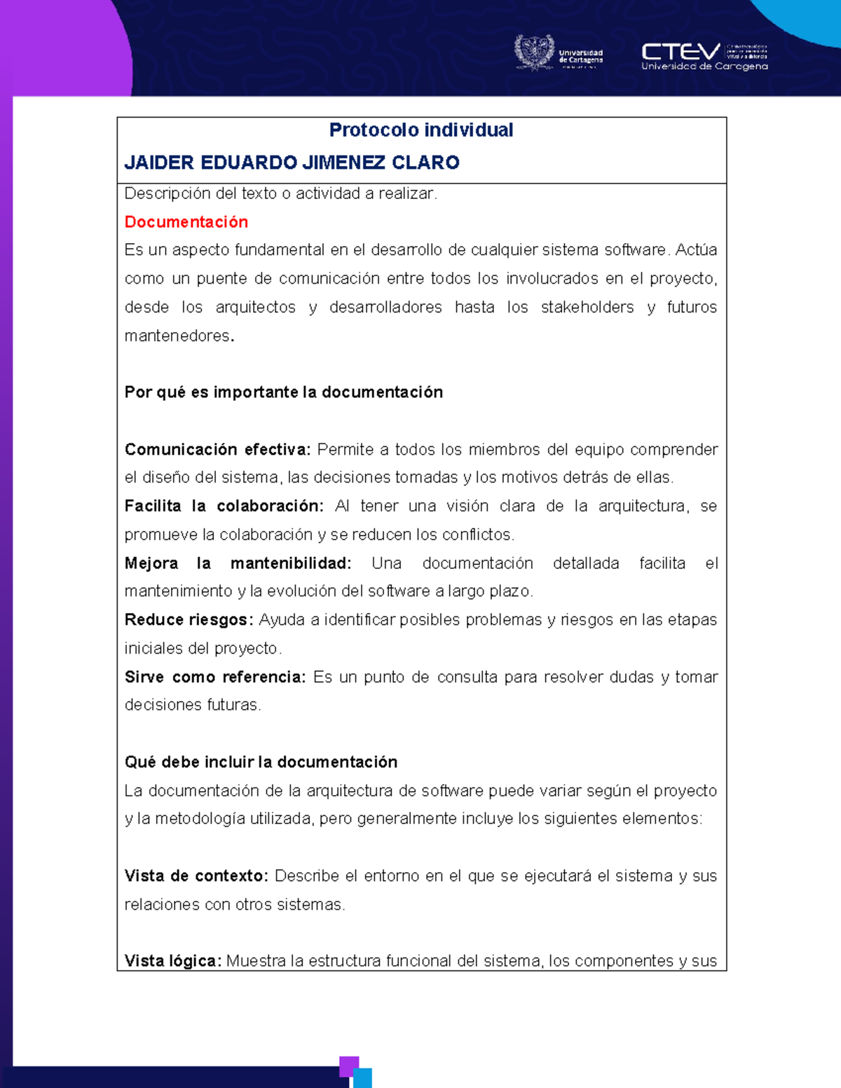 Protocolo individual #3 de arquitectura de software - Protocolo ...