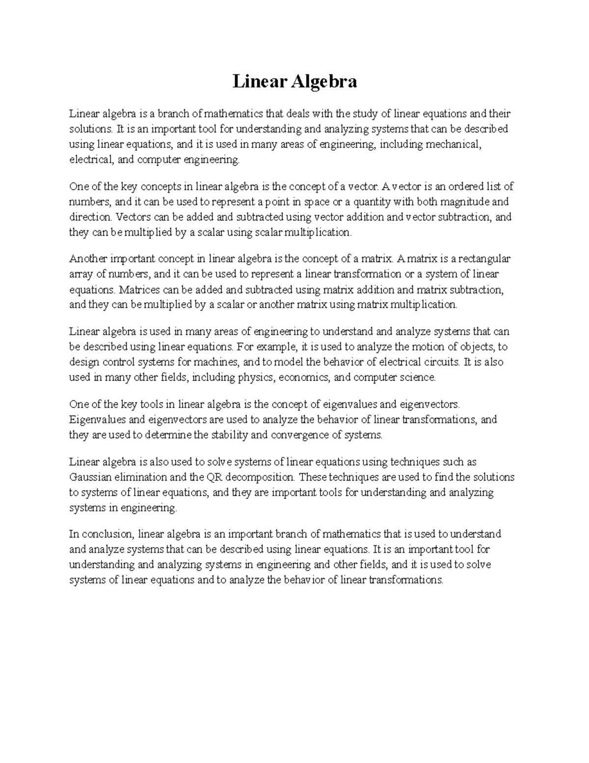 Linear Algebra - Linear Algebra Linear algebra is a branch of ...