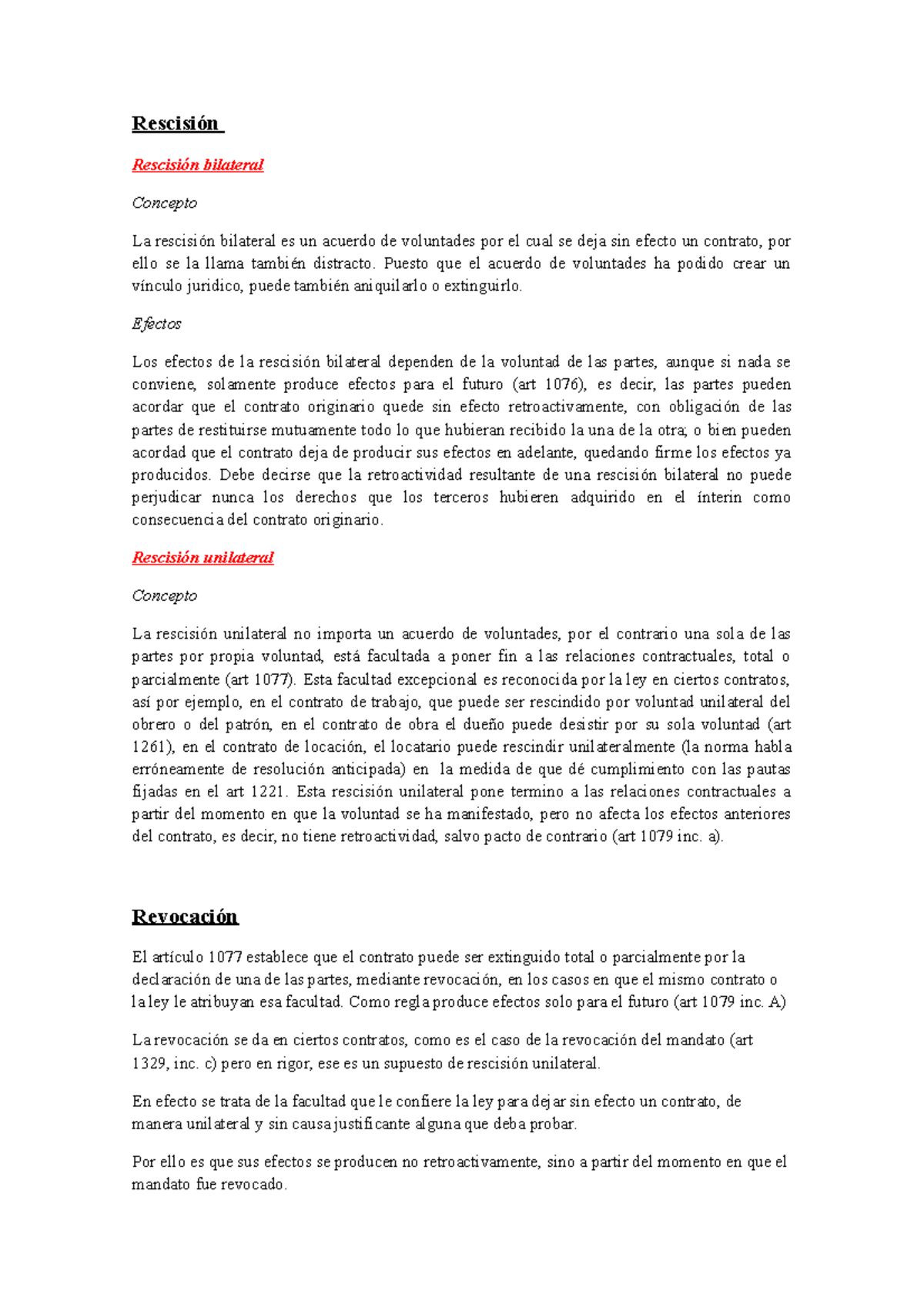 Rescisión, revocacion y resolucion - Rescisión Rescisión bilateral ...
