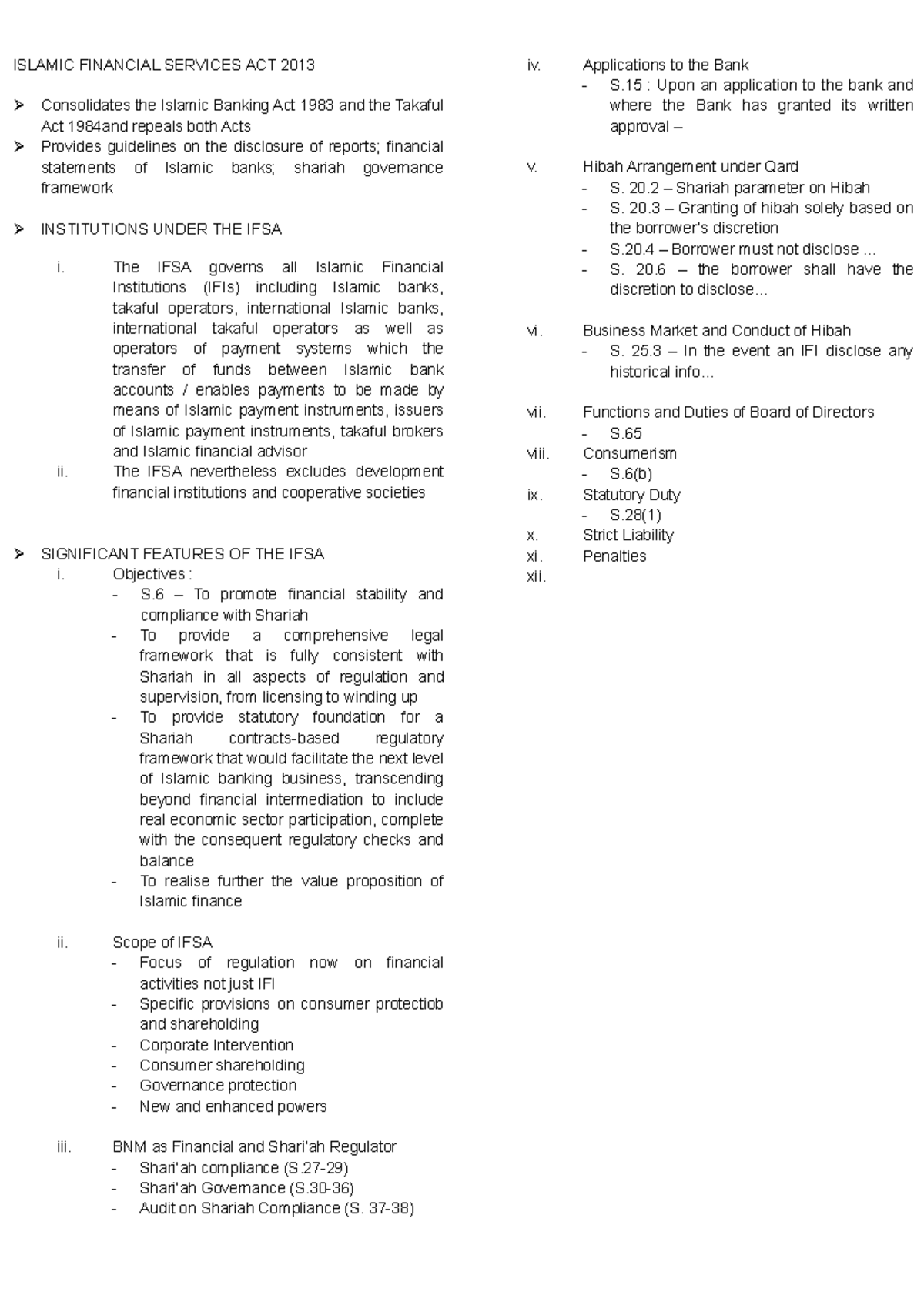 Islamic Finance Notes - ISLAMIC FINANCIAL SERVICES ACT 2013 ...