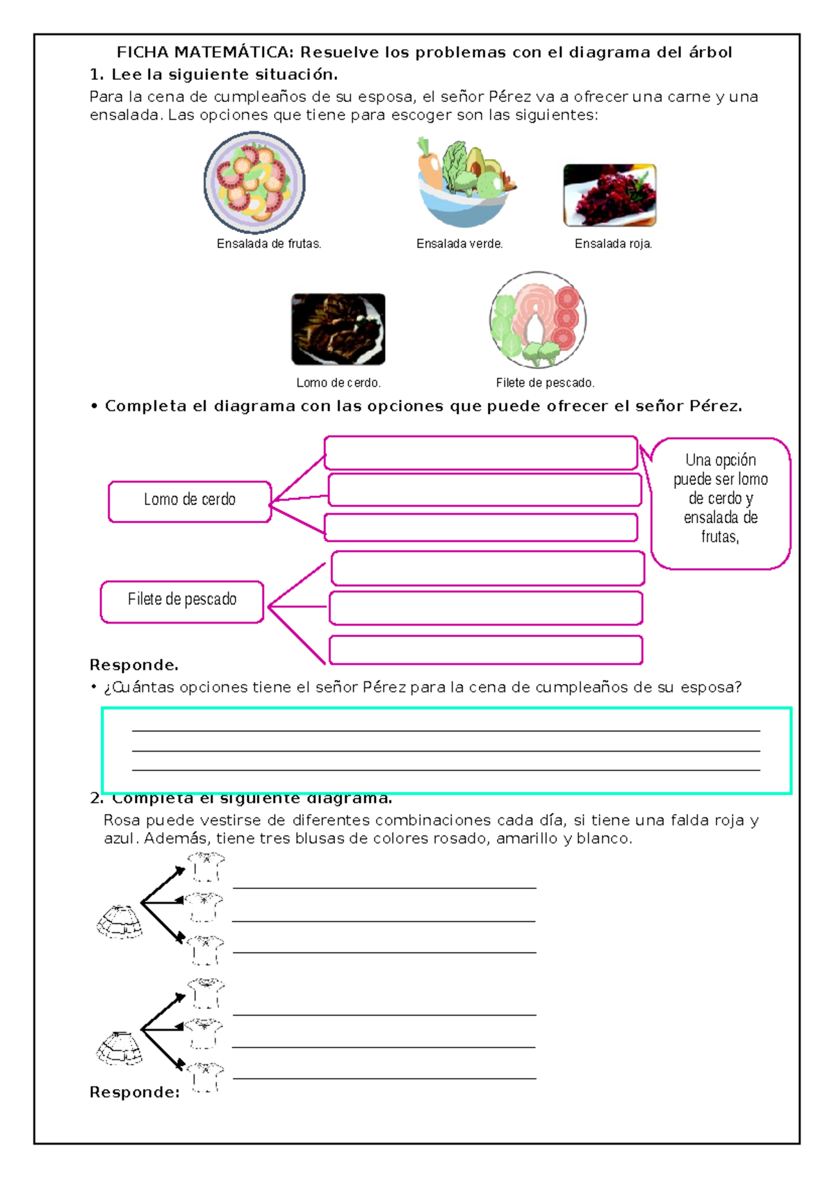 Ficha Matemática - MATEMATICA - FICHA MATEMÁTICA: Resuelve los ...