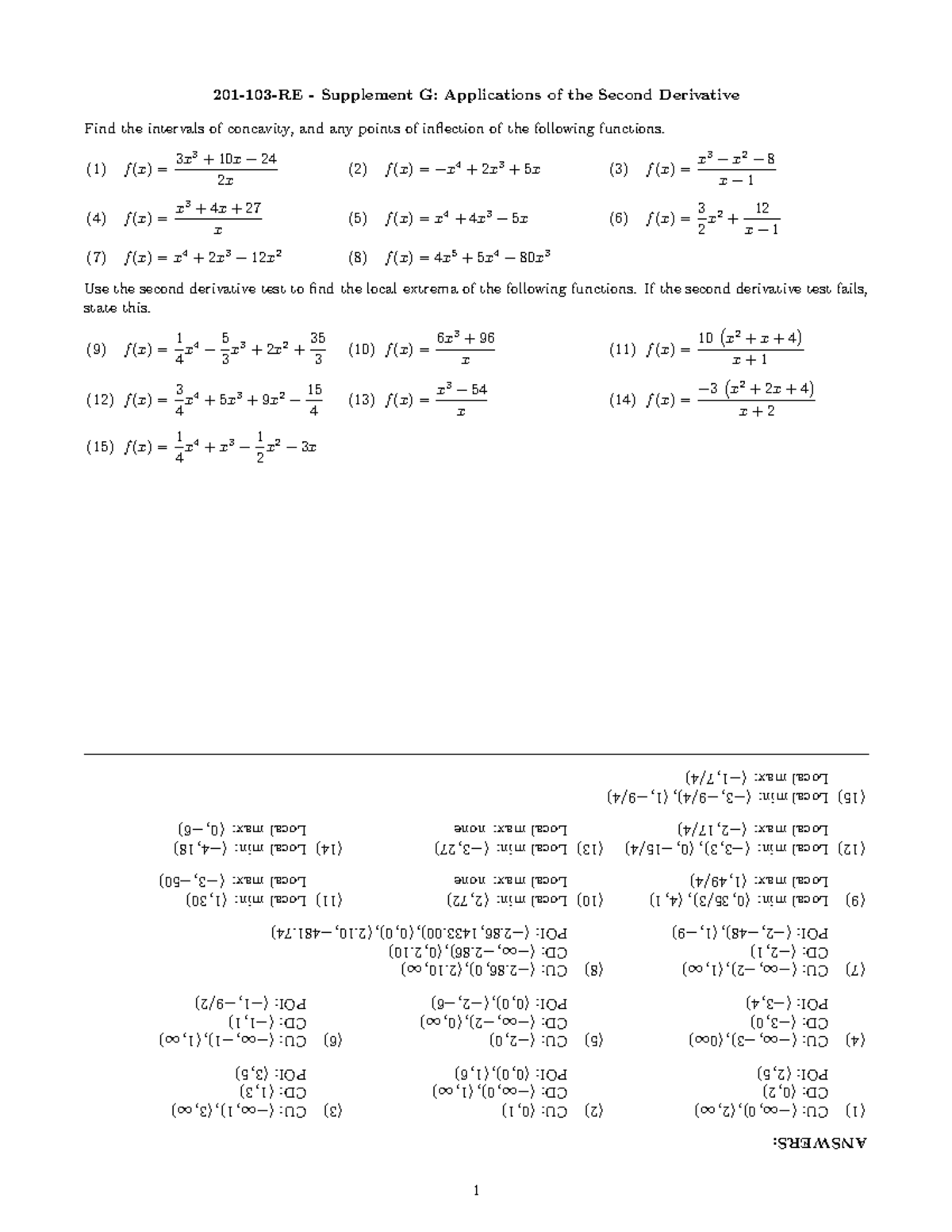 Supplement G - Applications of the Second Derivative - f(x) = 3 x 3 ...