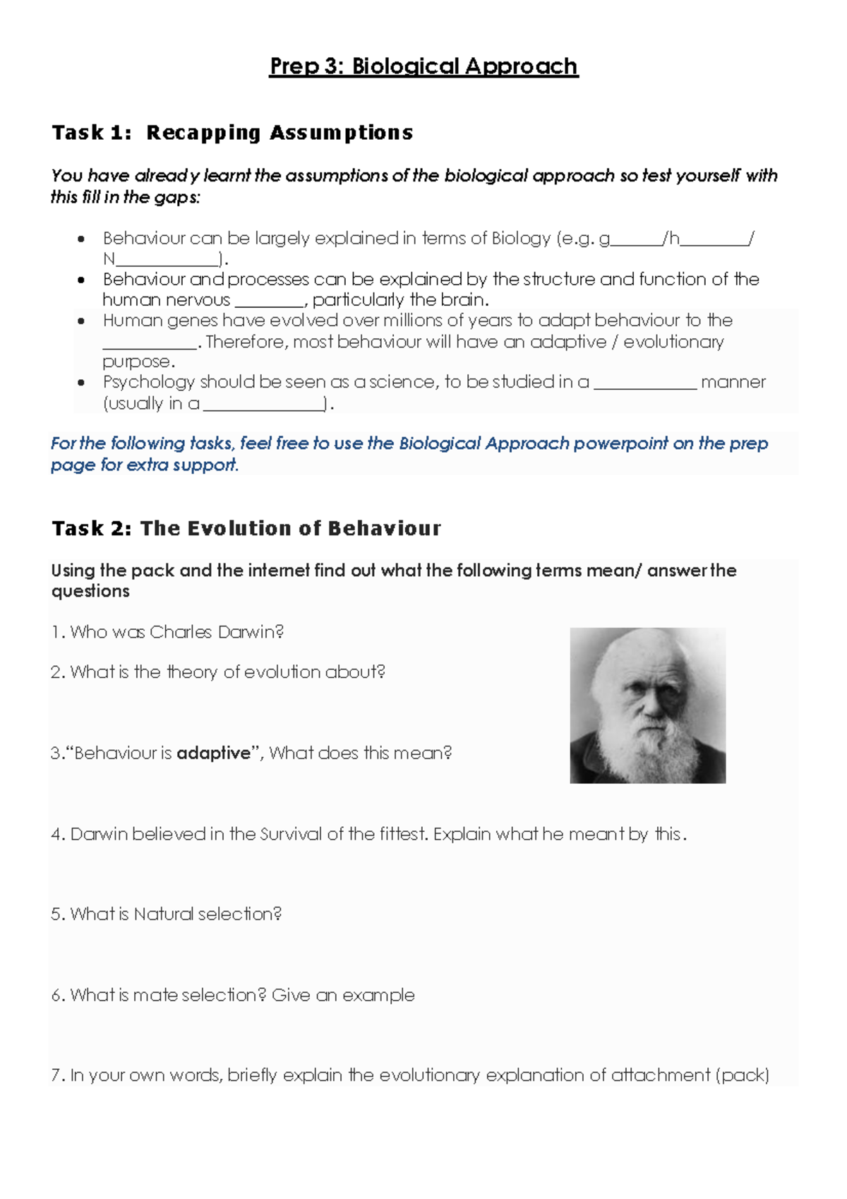 Biological prep 2020 - notes - Prep 3: Biological Approach Task 1 ...