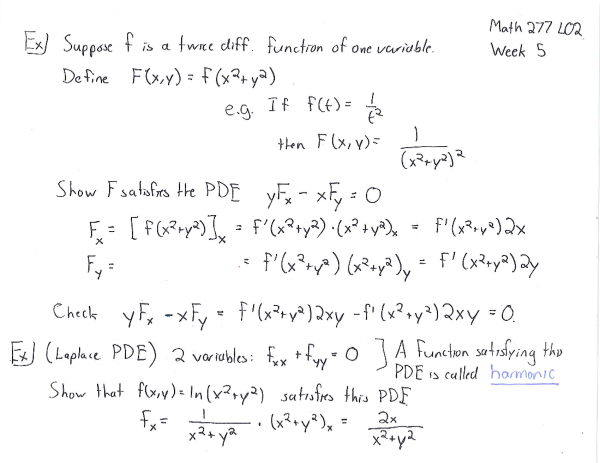 Math277L02Week5 - notes - MATH 277 - Studocu