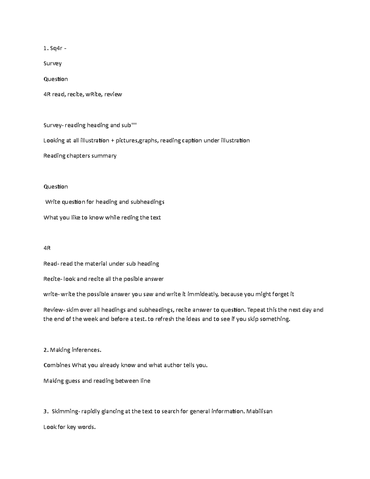 Review Techniques - Sq4r - Survey Question 4R read, recite, wRite ...