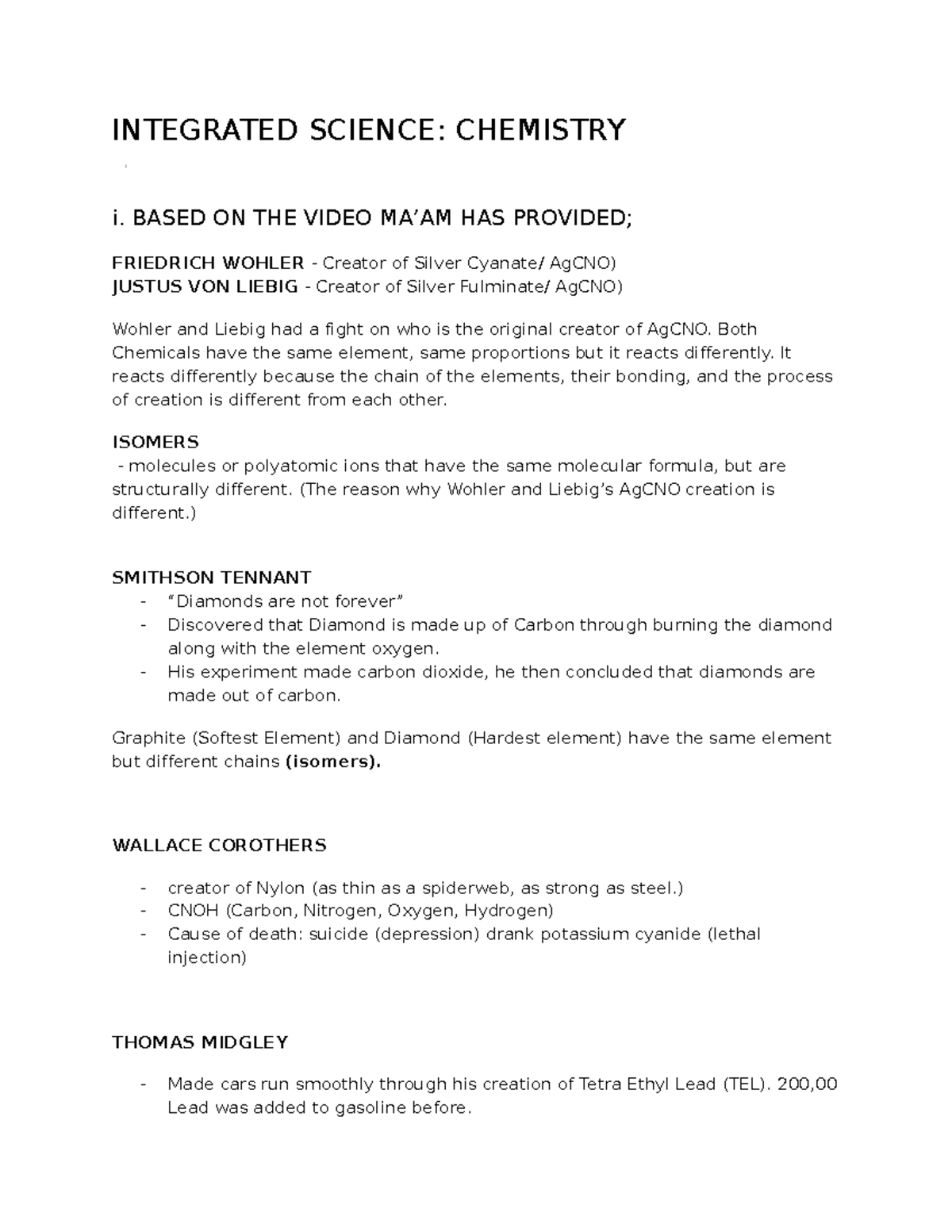 Chemistry Integ science (1st grading so far) c - INTEGRATED SCIENCE ...