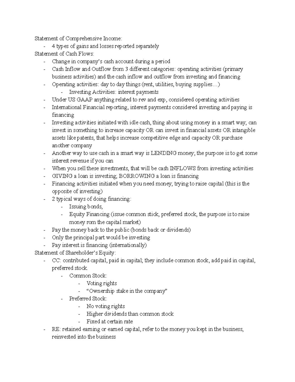 Financial Reporting and Analysis Chapter 1 Notes - Statement of ...